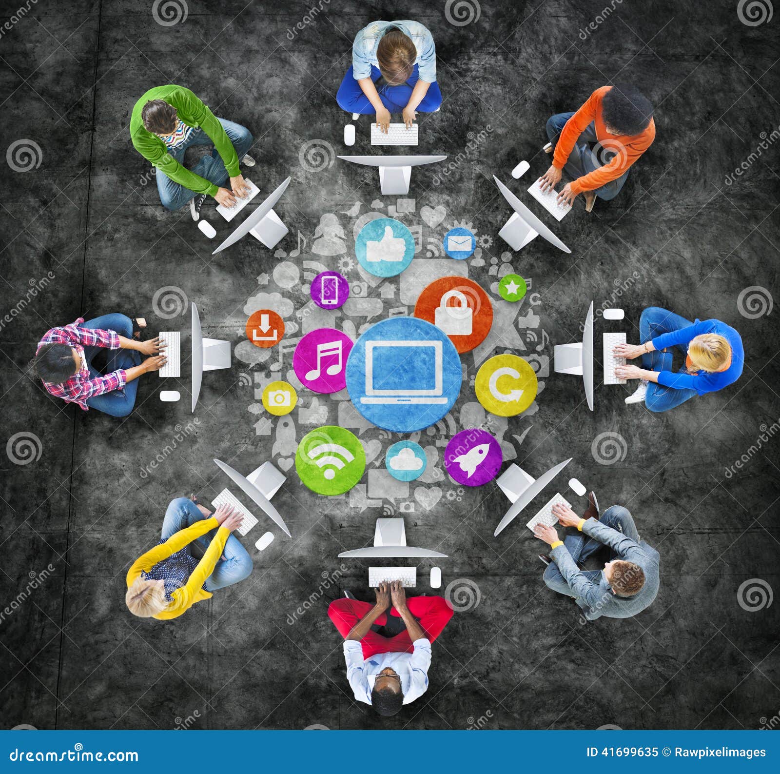 People Social Networking and Computer Network Concepts Stock ...