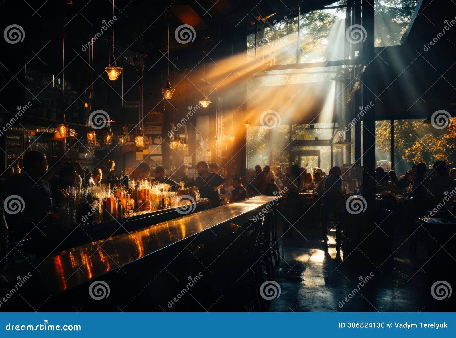 People Socializing at a Bar. a Group of People Sitting at a Bar Stock ...