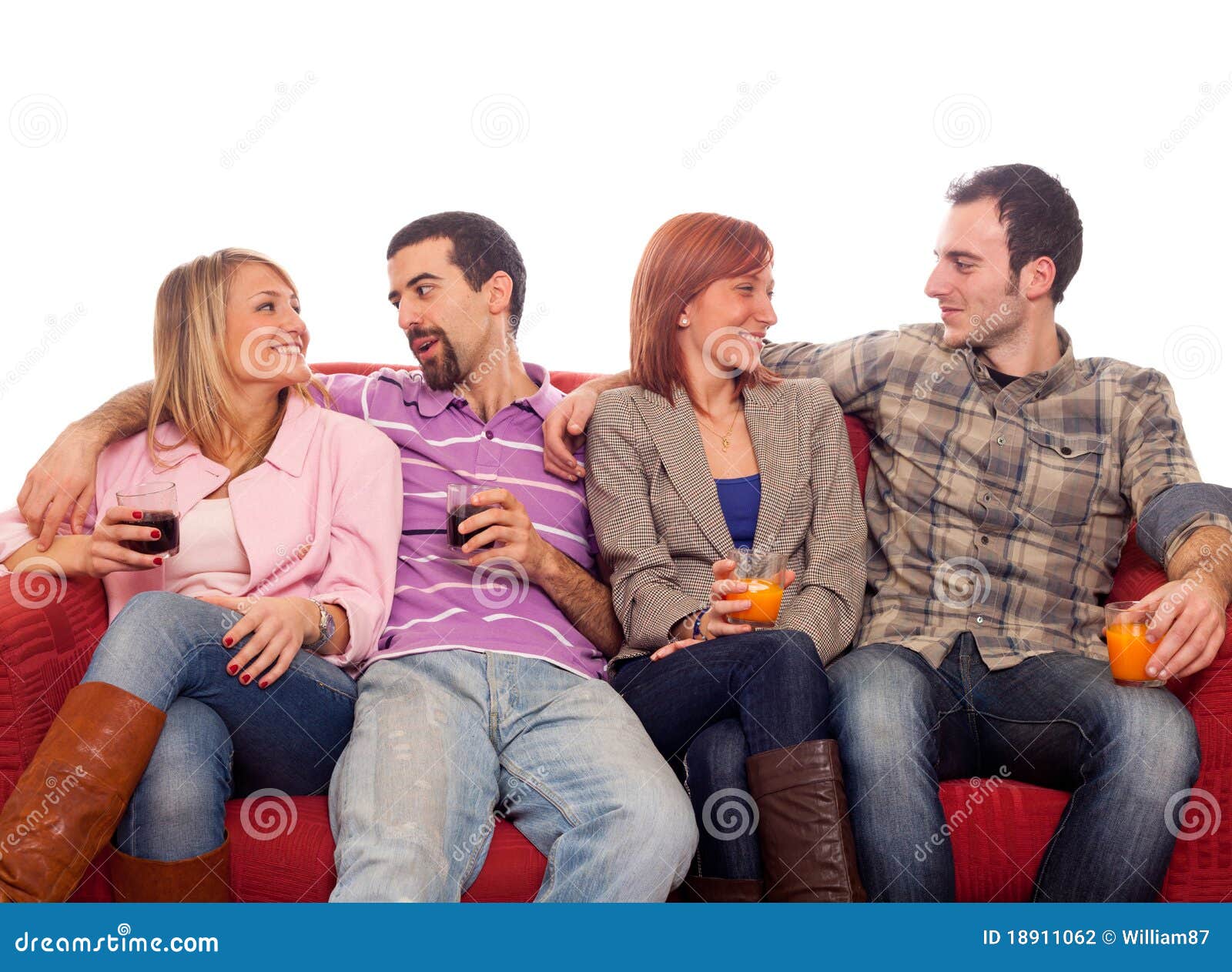 People on Sofa stock photo. Image of female, juice, couple - 18911062