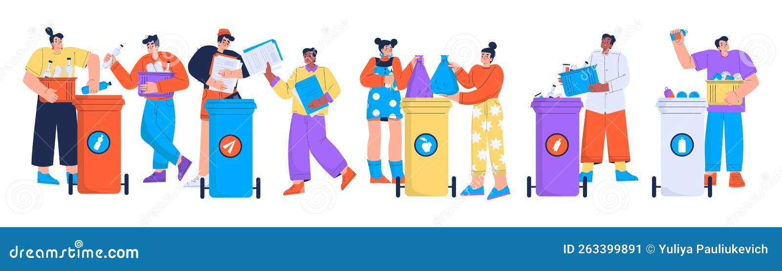 People Sorting Garbage for Recycling, Environment Stock Illustration ...