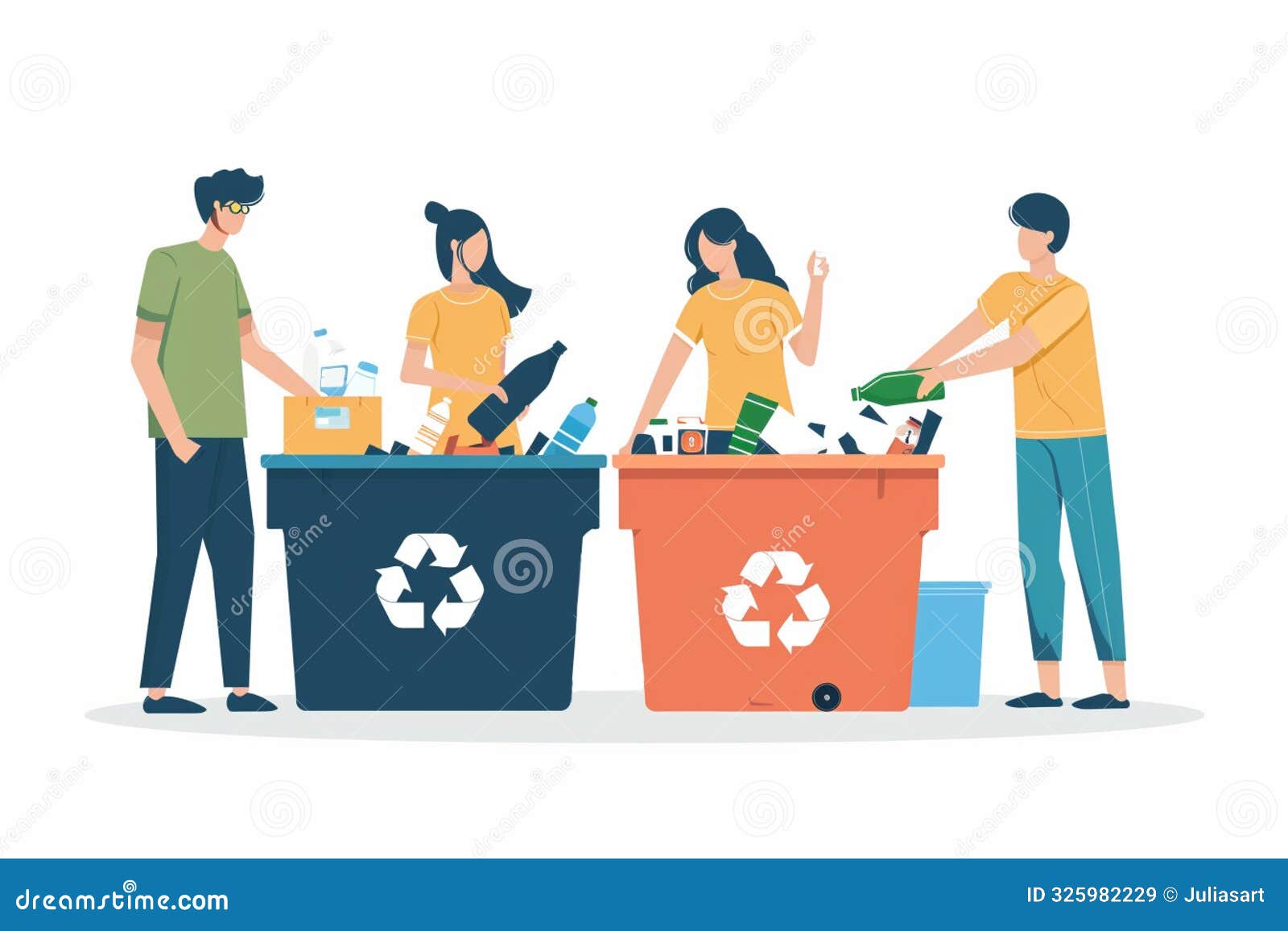 People are Sorting Garbage. Recycling Waste Management Concept ...
