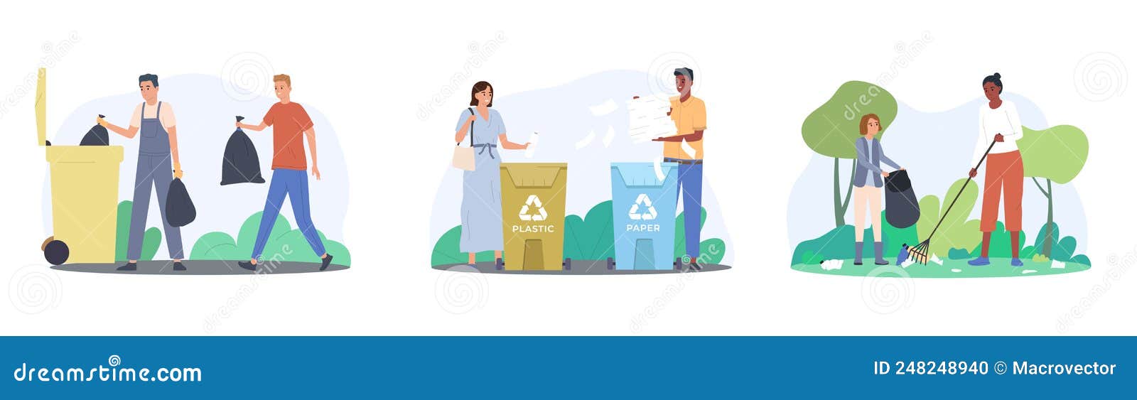 People Sorting Waste Set stock illustration. Illustration of ecology ...