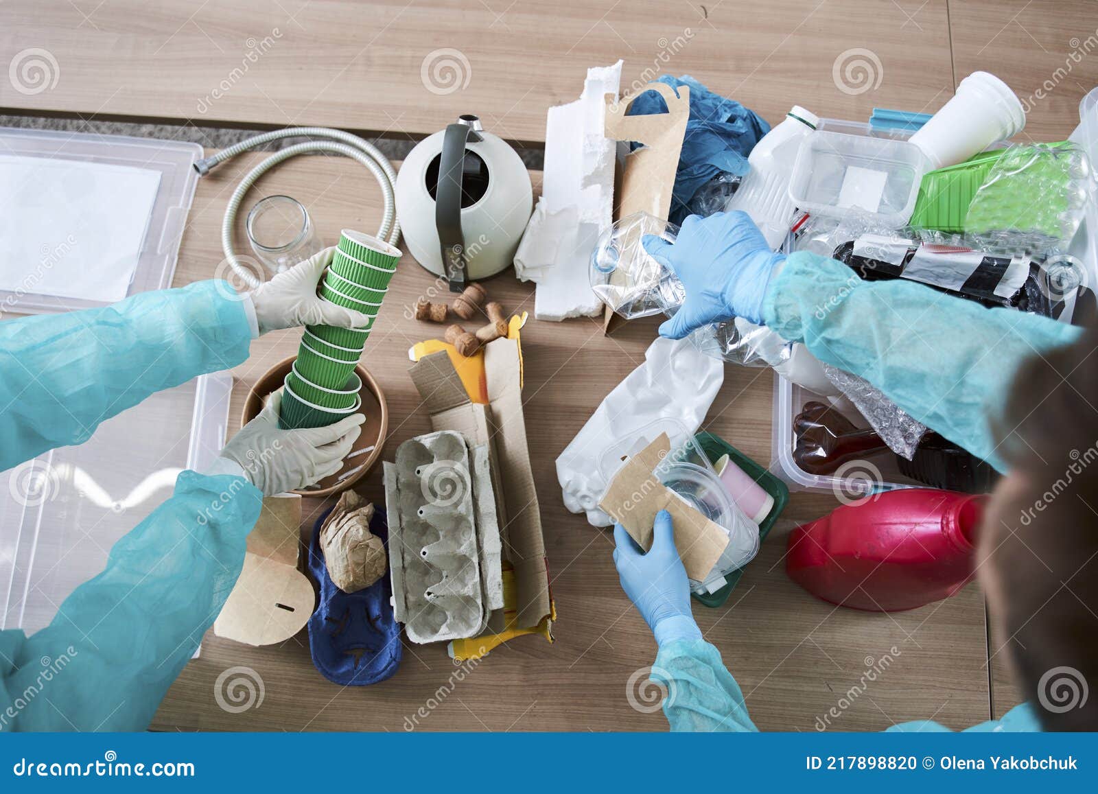 People Sorting Wastes at the Table Stock Photo - Image of recycle ...