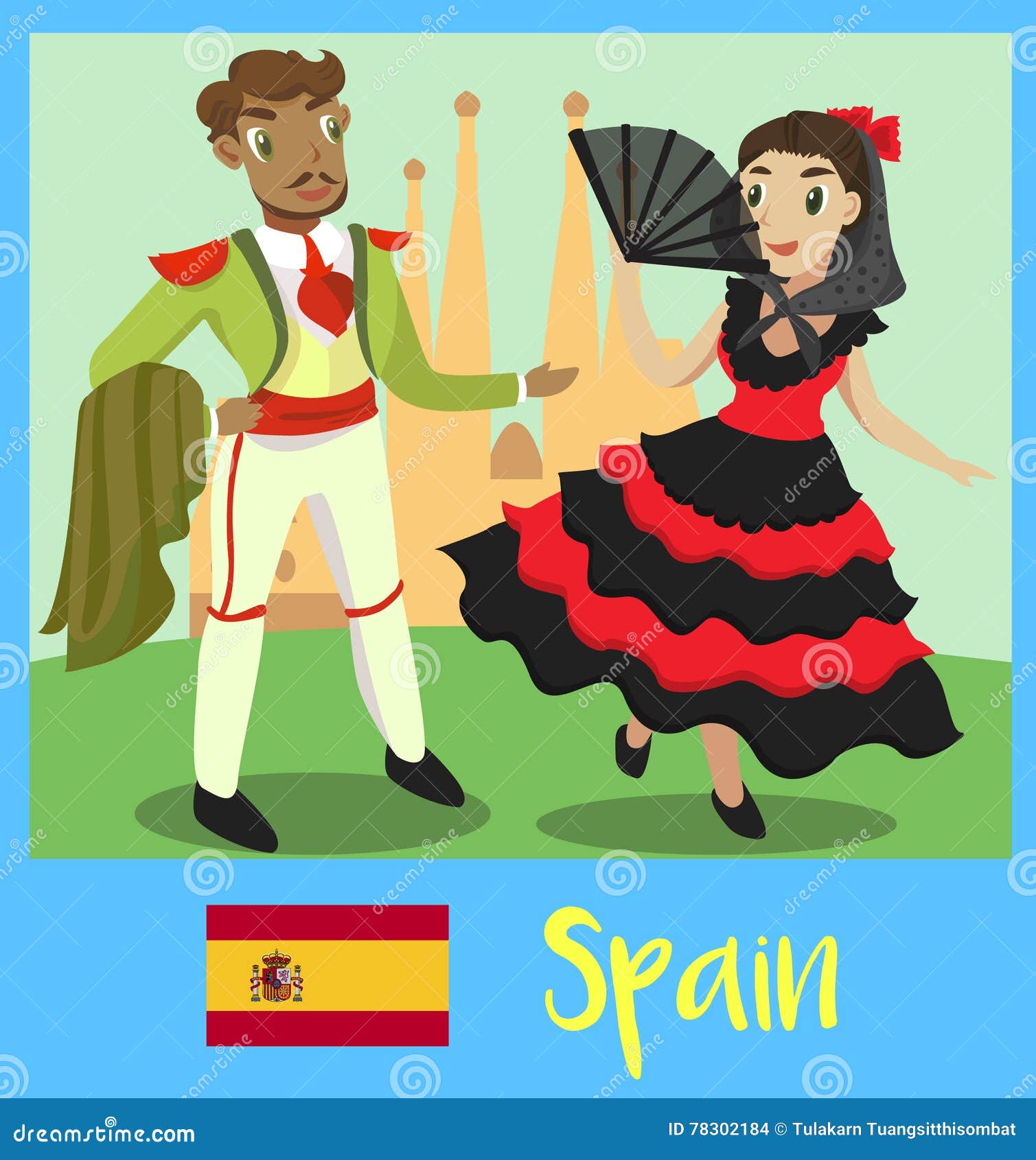 People of Spain stock vector. Illustration of architecture - 78302184