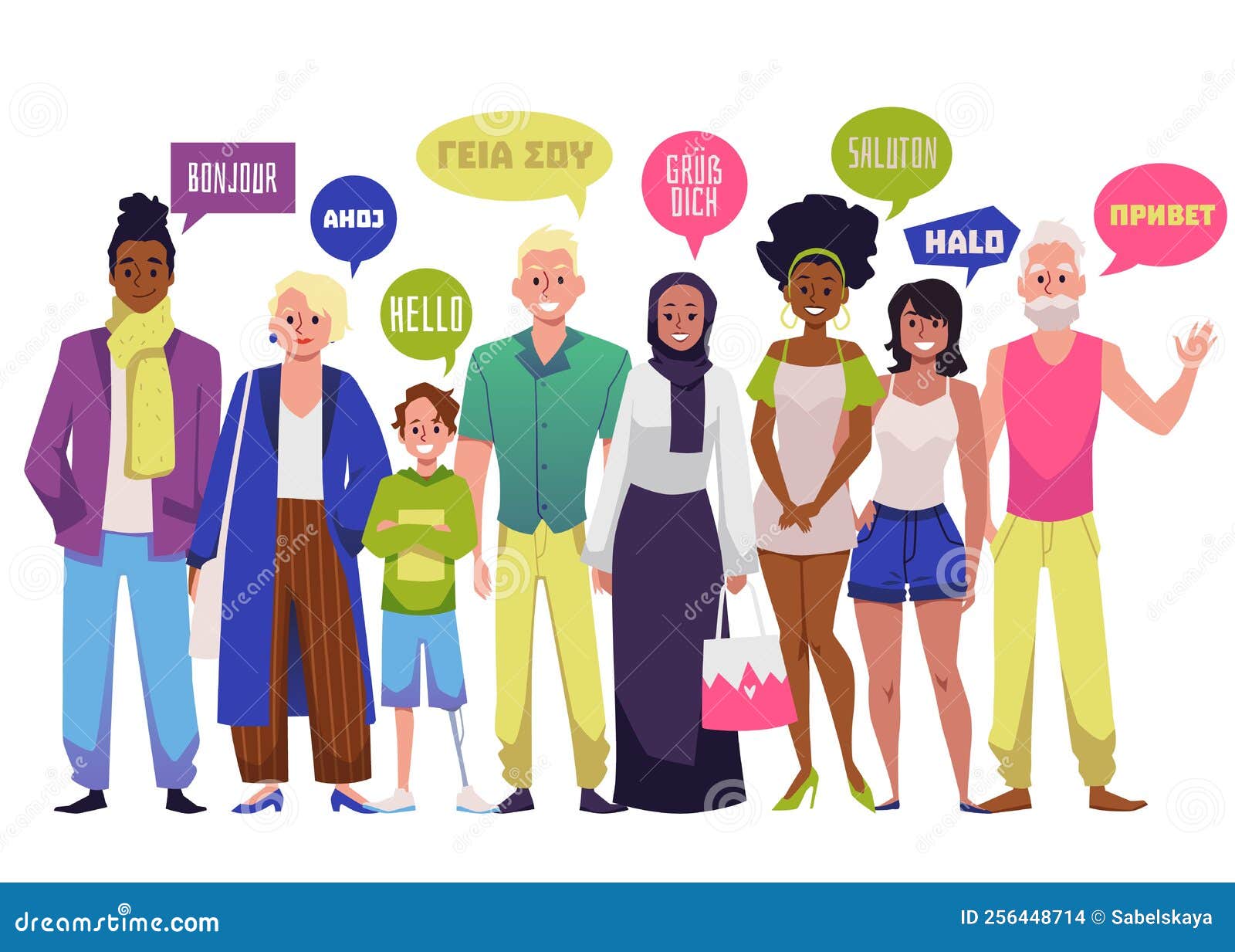 People with Speech Bubbles in Different Languages, Flat Vector Isolated ...