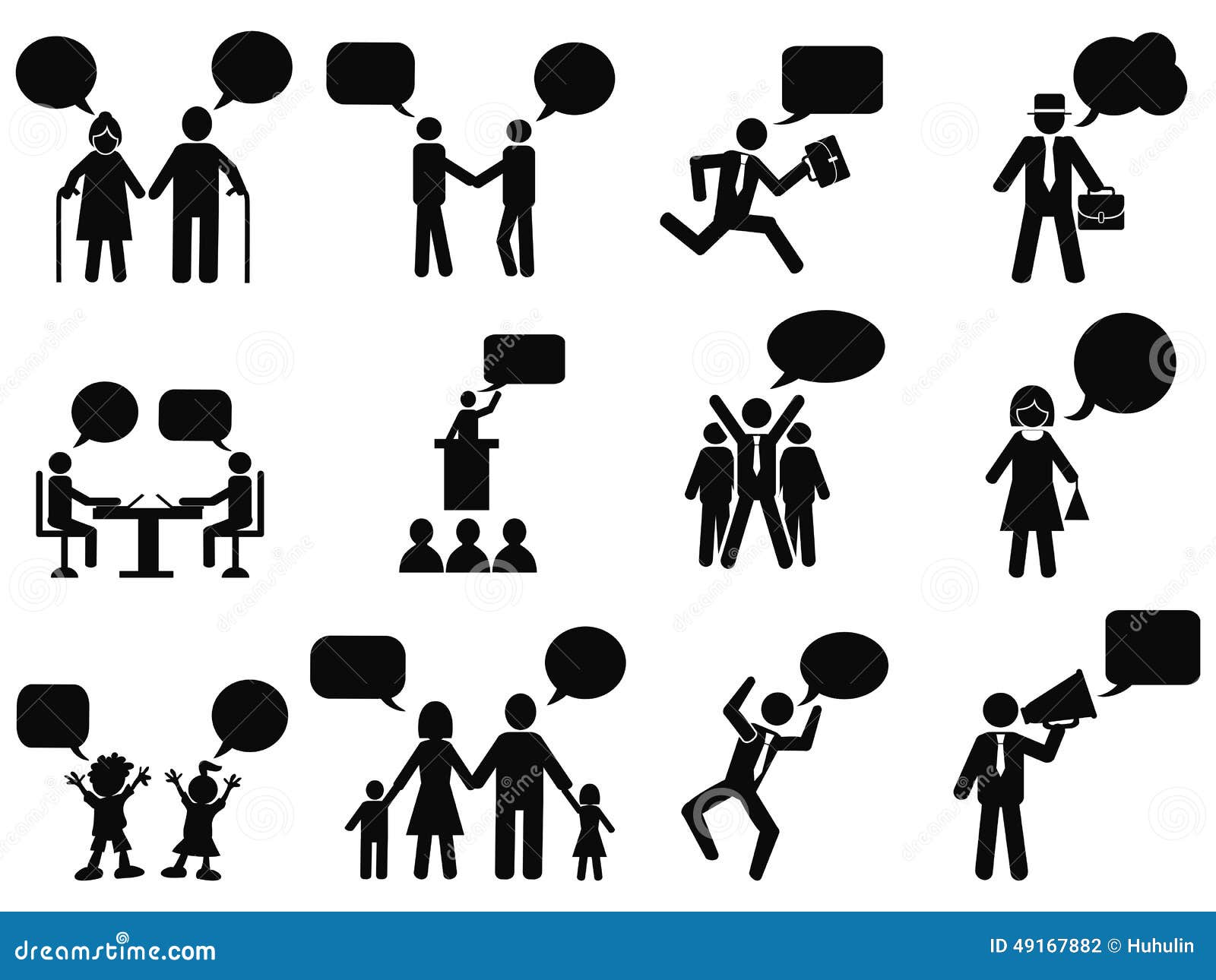 People with Speech Bubbles Icons Stock Vector - Illustration of balloon ...
