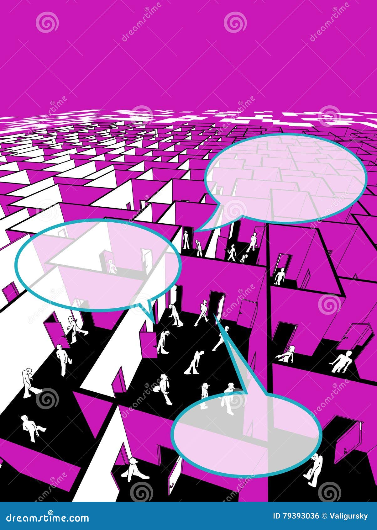 People with Speech Bubbles in Labyrinth Stock Vector - Illustration of ...