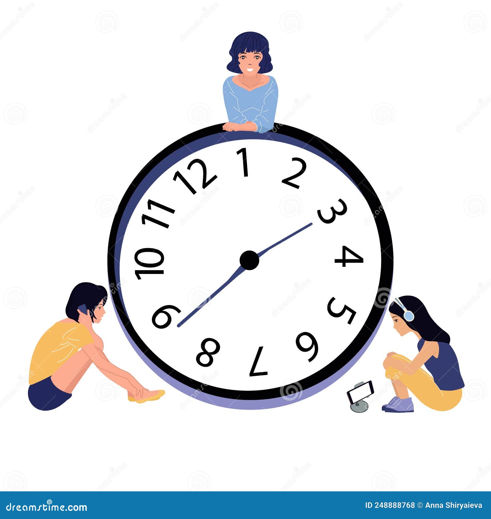 People Spend Their Time Doing Business. Large Mechanical Clock. Hurry ...