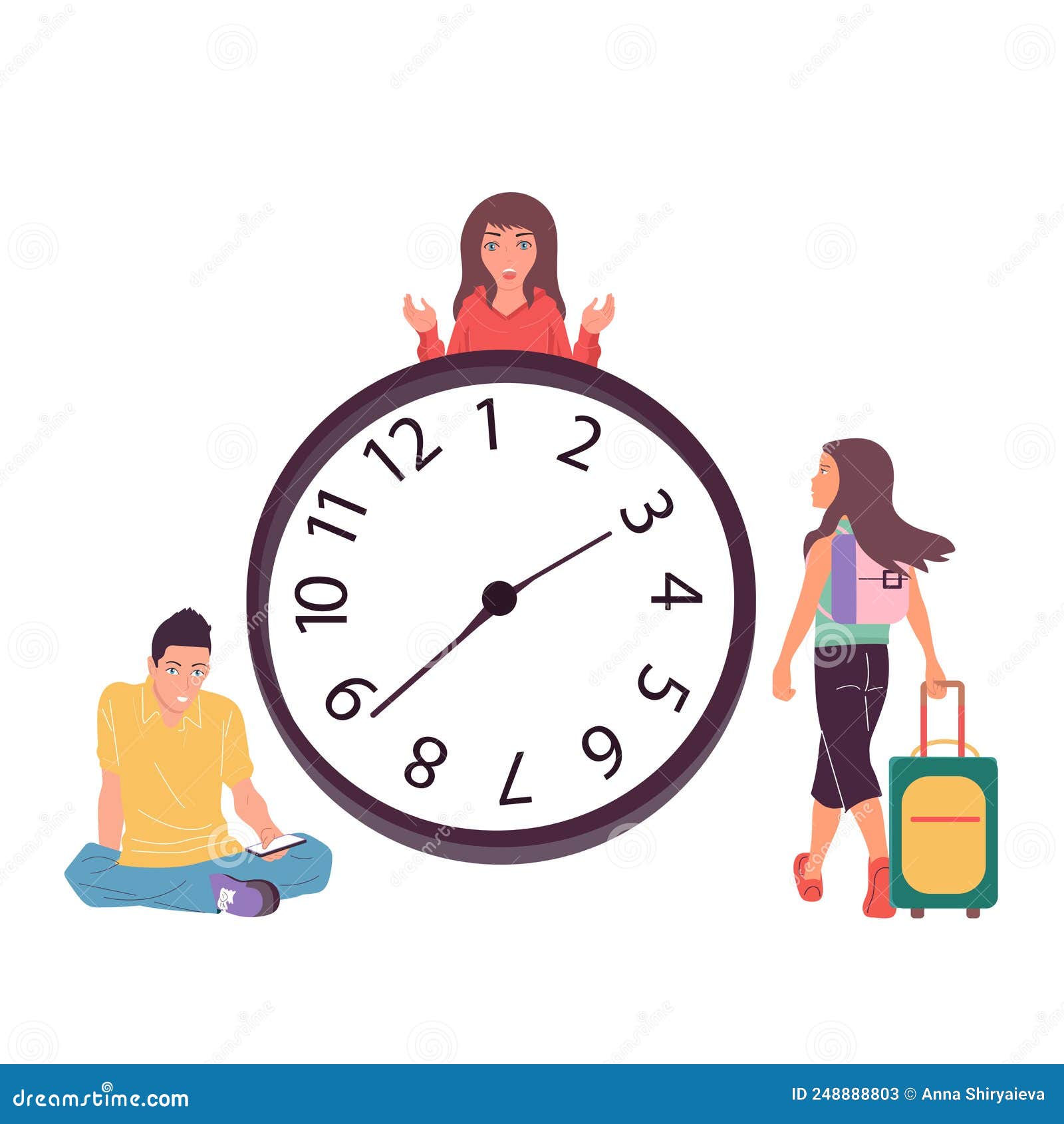 People Spend Their Time Doing Business. Large Mechanical Clock. Hurry ...