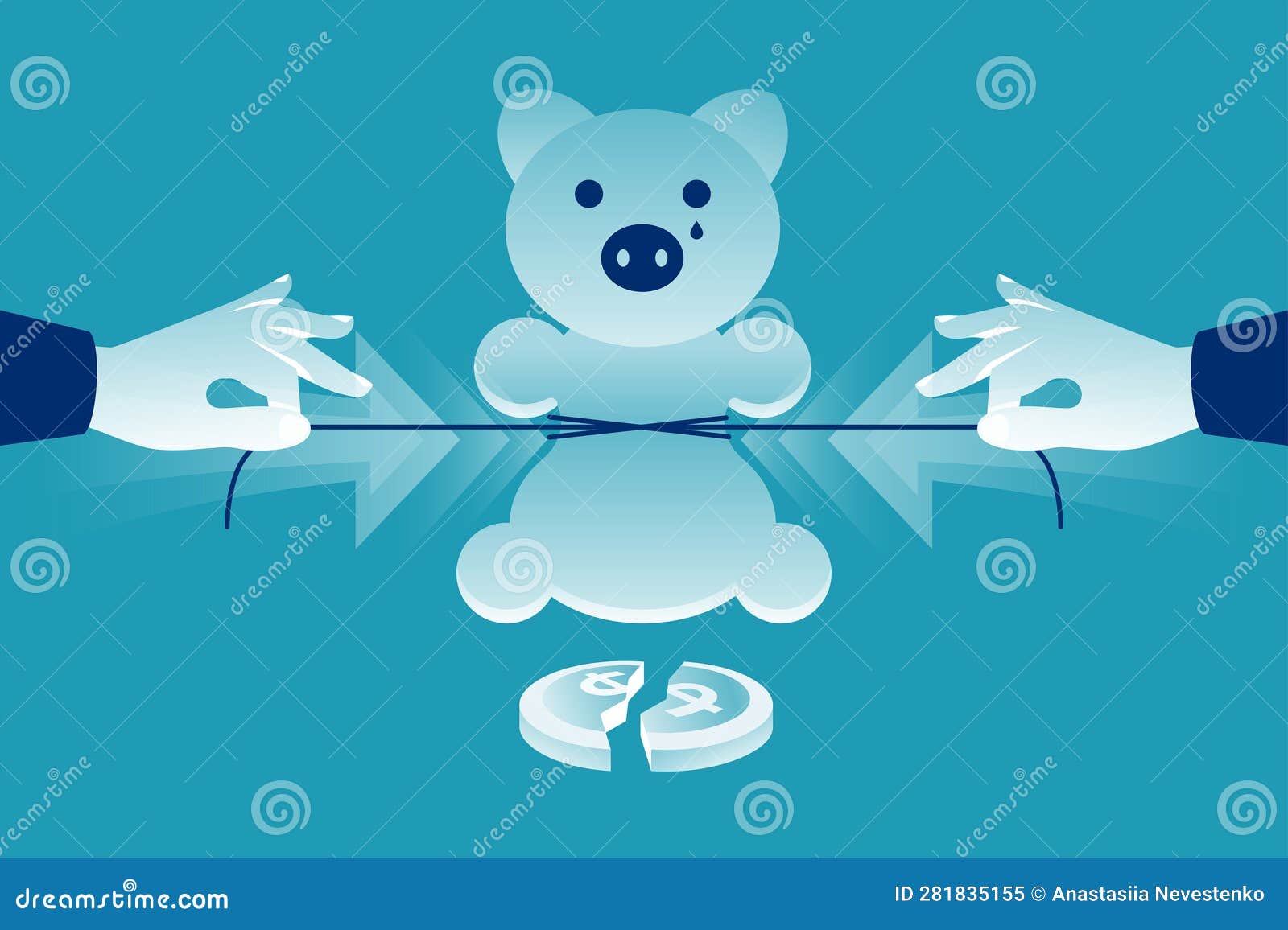 People Squeeze the Family Budget. Symbol of a Decrease in Income Stock ...