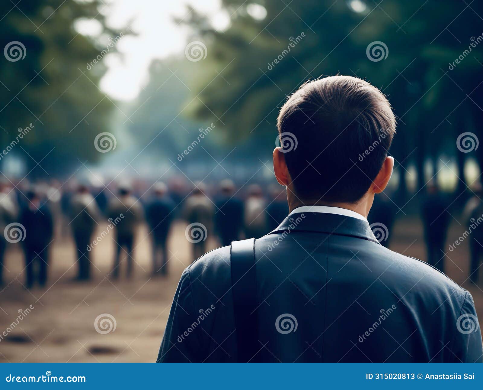 People Stand from the Back and Look at the War Stock Illustration ...