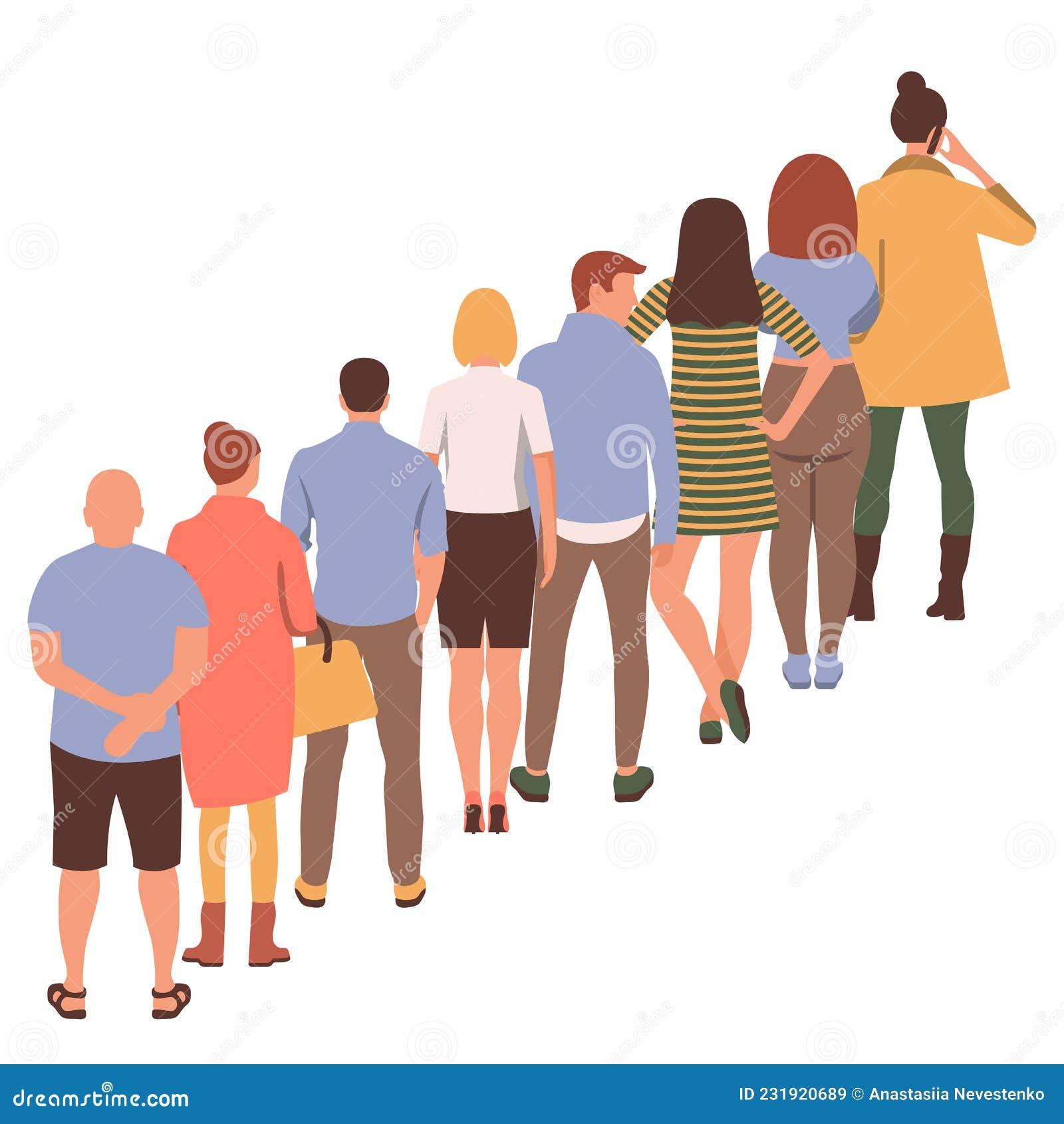 Long Queue Vector Illustration. People Crowd With Kid, Elder, Family ... Long Queue Vector Illustration. People Crowd With Kid, Elder, Family ...