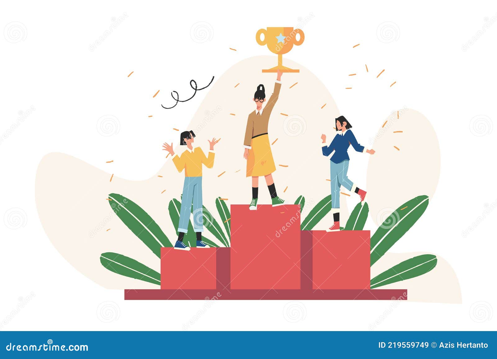 People Stand on the Podium First, Second and Third Place. Best Score ...