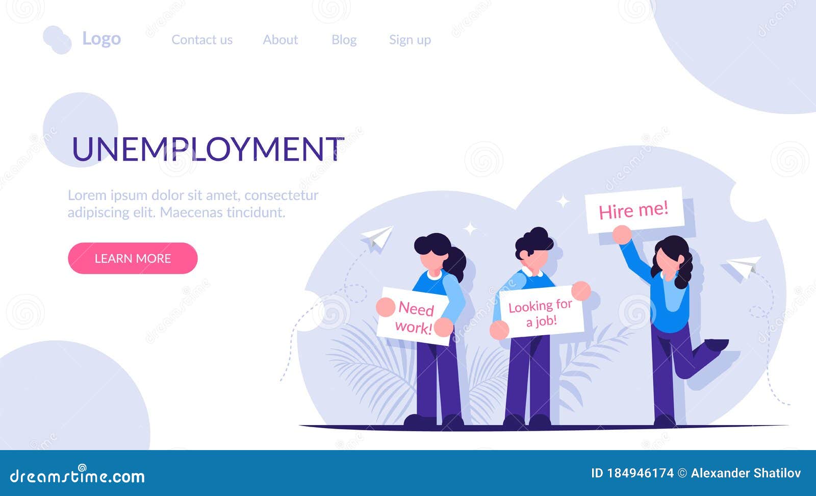 People Stand with Posters in Search of Work. Unemployment Concept ...