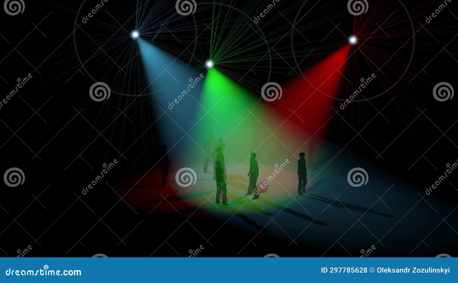 People Stand Rays Disco Intro 3d Stock Illustration - Illustration of ...