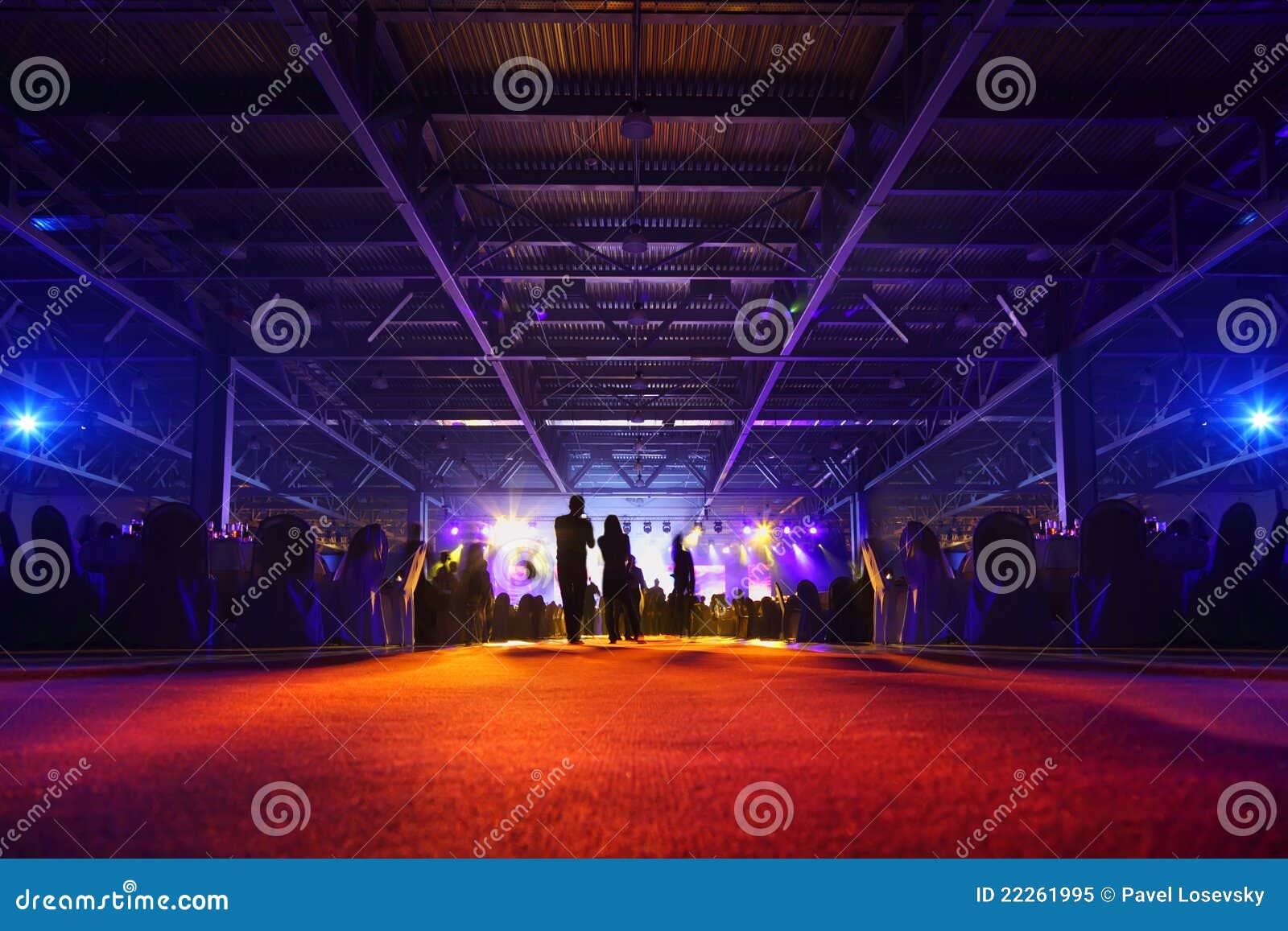 People Stand, Sit at Table and Look at Stage Stock Image - Image of ...