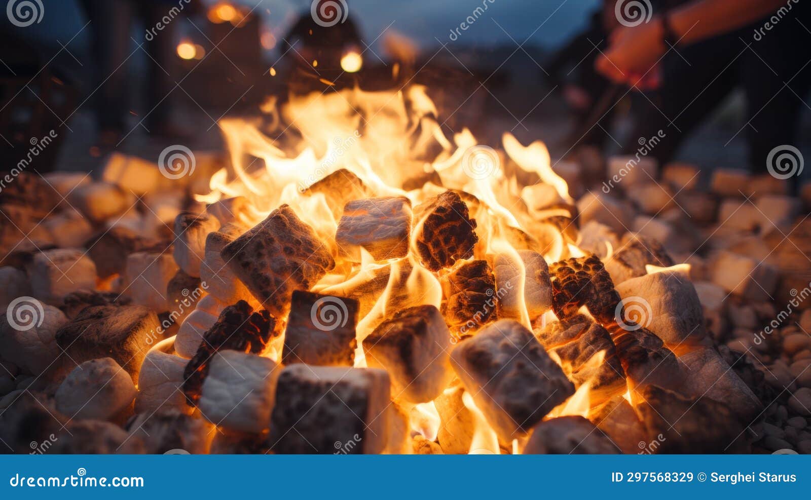 People Standing Around a Fire with Marshmallows, AI Stock Image - Image ...