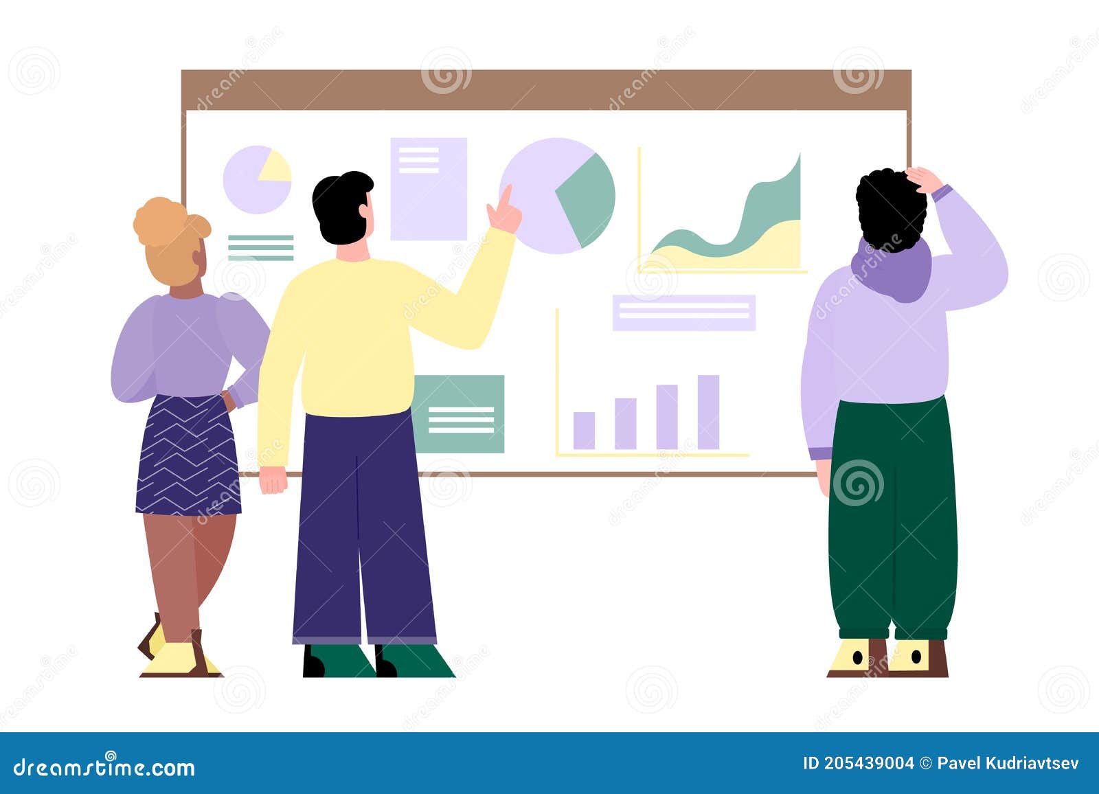People Standing Back And Studying Charts Cartoon Vector Illustration ...