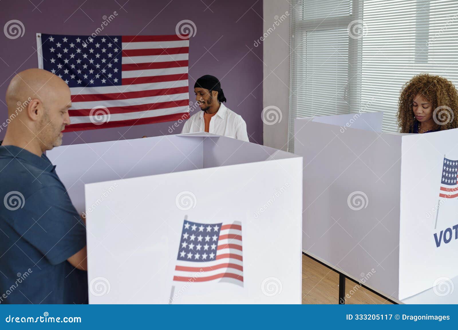 People Standing in Booth and Voting Stock Image - Image of voting ...