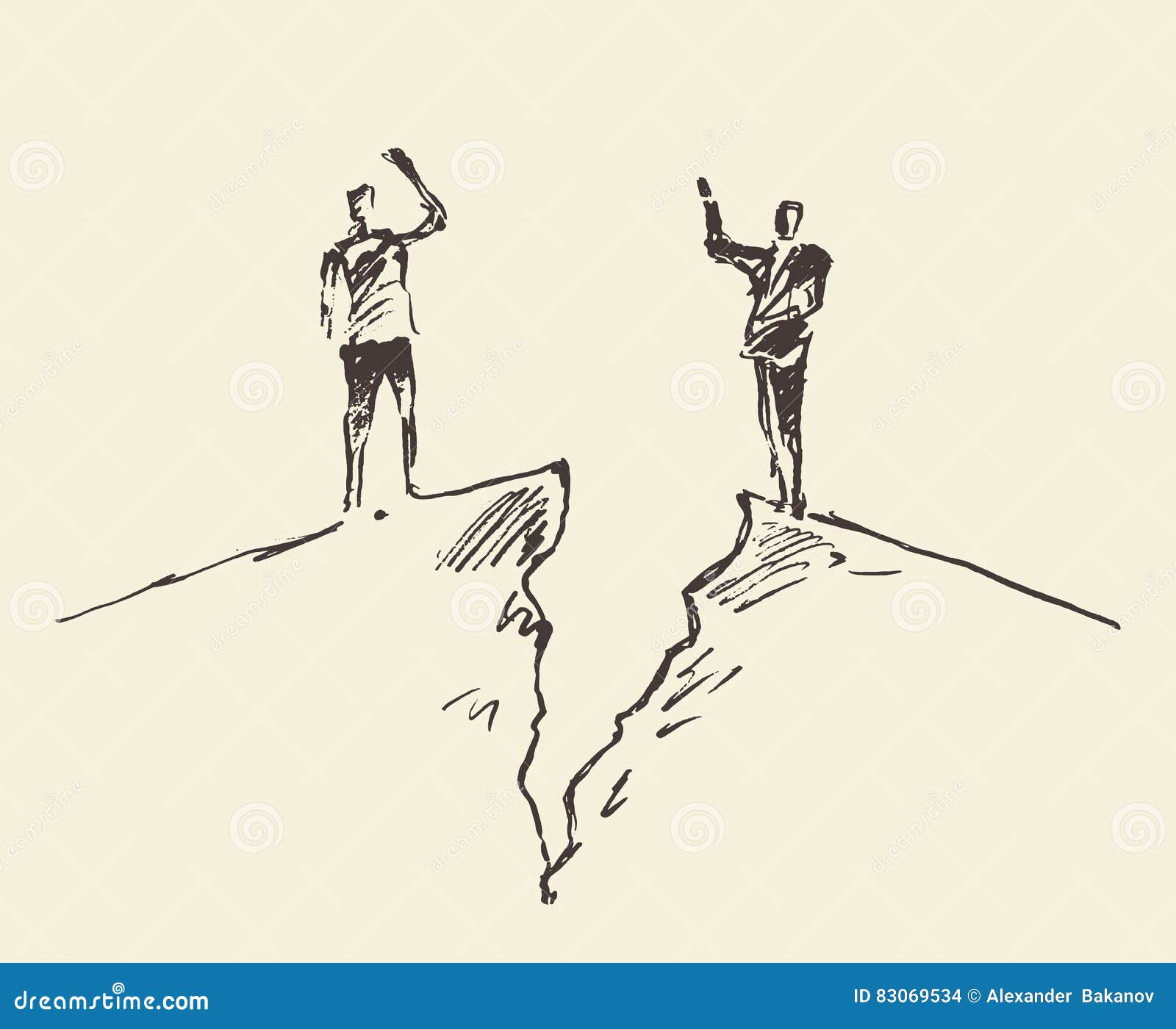 People Standing Cracked Ground. Concept Vector. Stock Vector ...