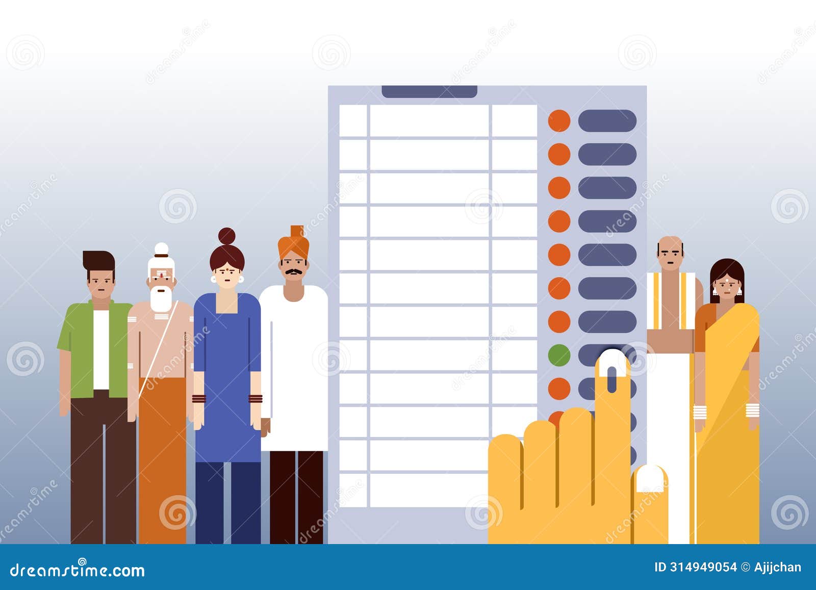 Concept Of Election, Voting And Polling, People Waiting In Line To Vote ...