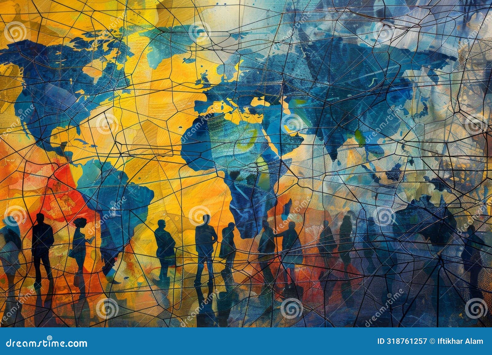 People Standing in Front of a World Map, an Artistic Depiction of ...