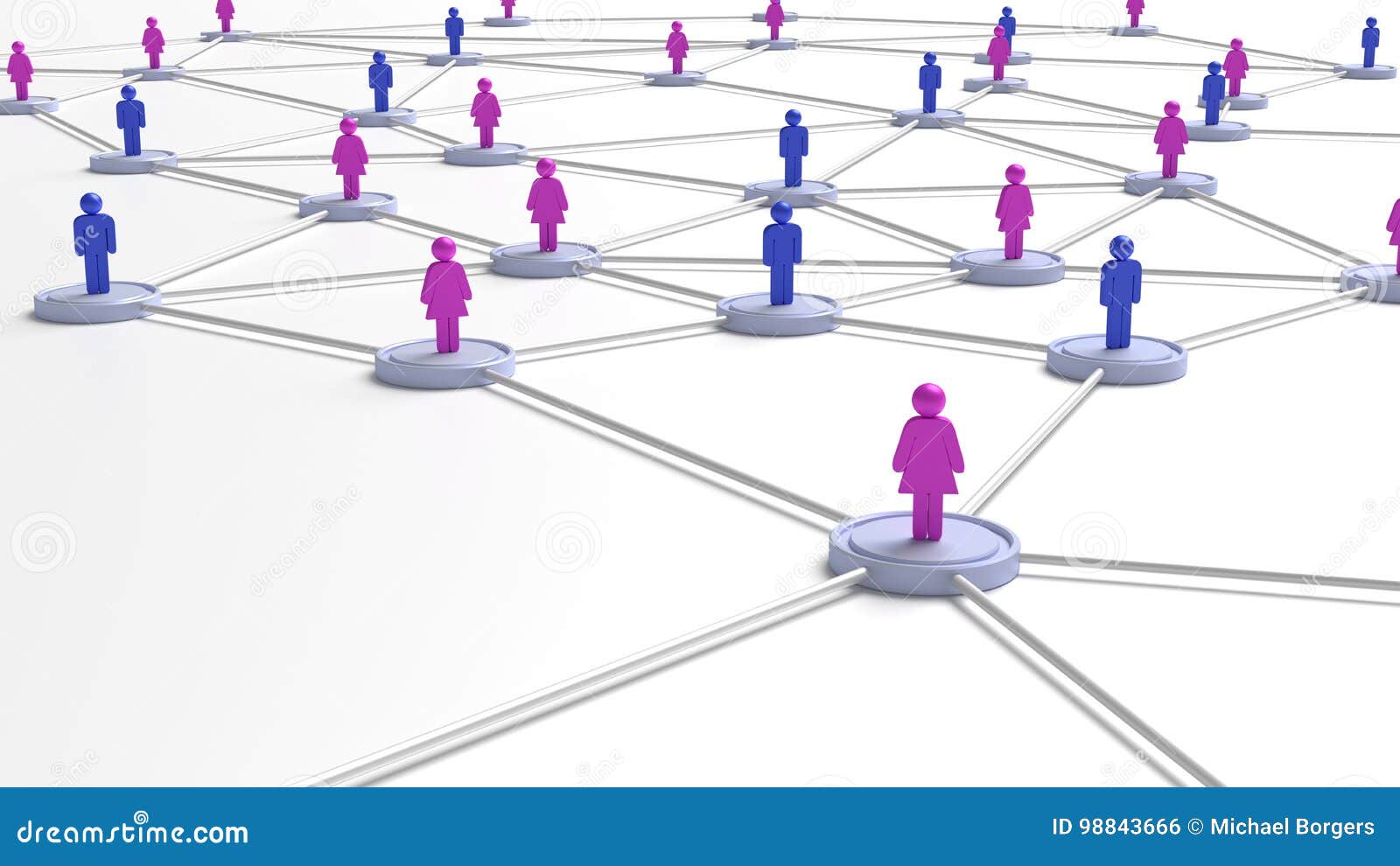 People Standing on Interconnected Platforms on White Social Netw Stock ...