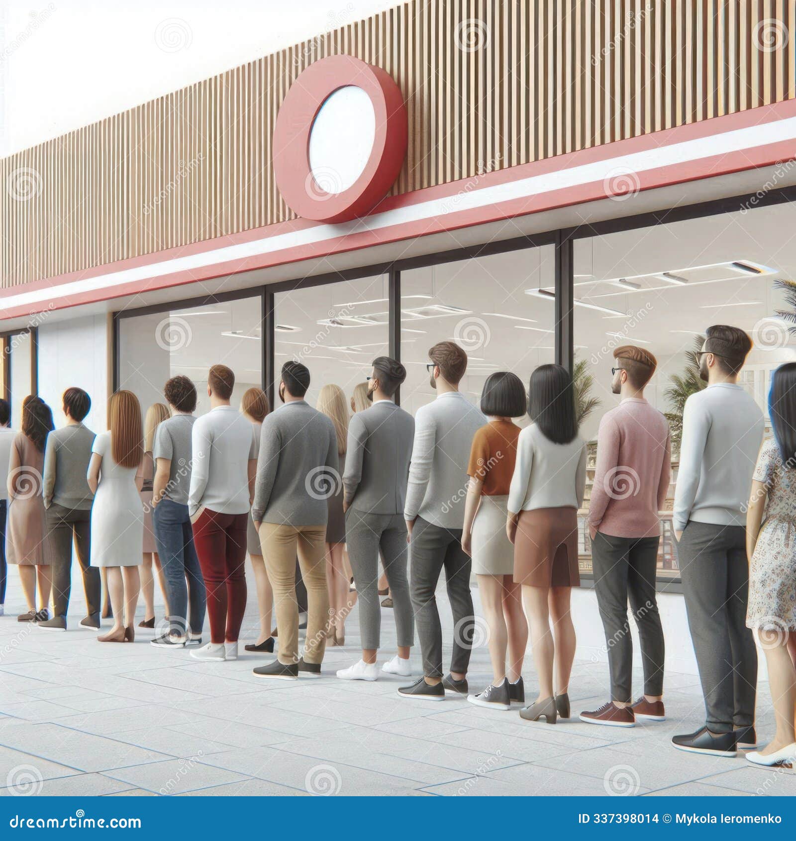 People Standing in Line in Front of the Store. Stock Photo - Image of ...