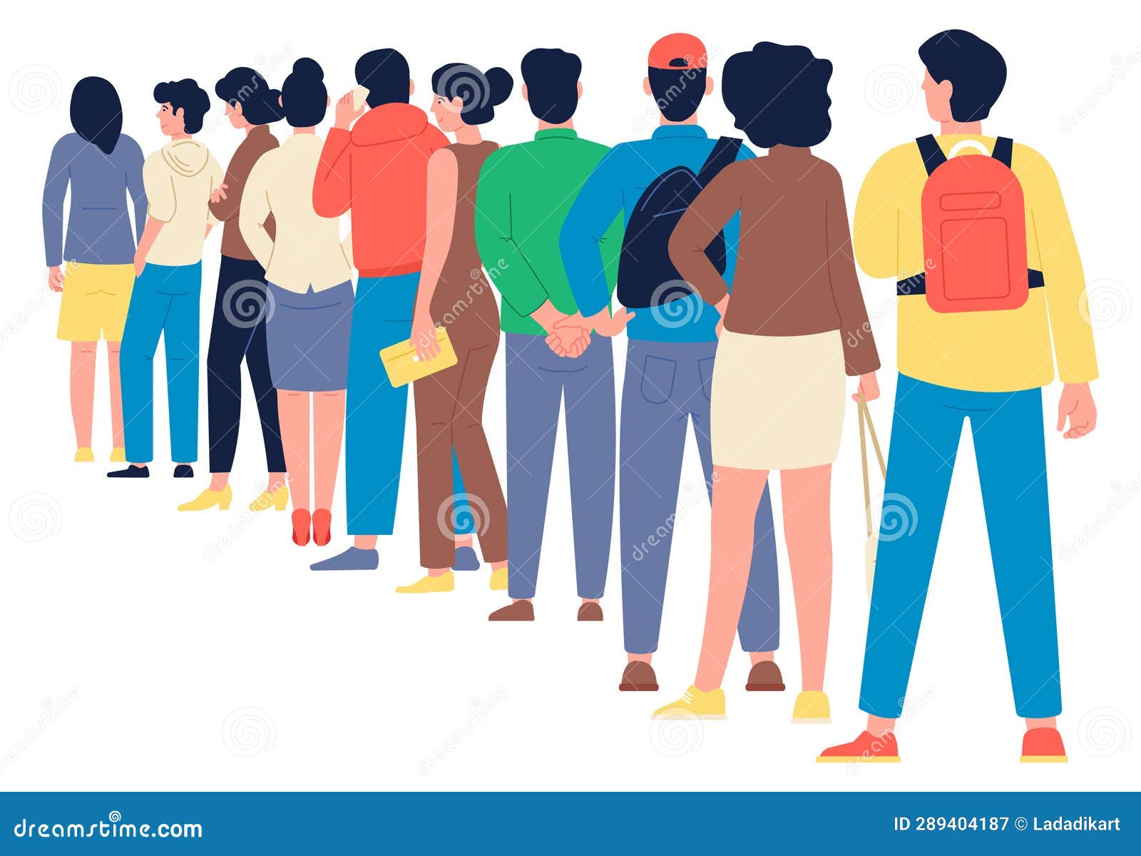 People Standing in Queue Back View. Waiting Line Stock Vector ...