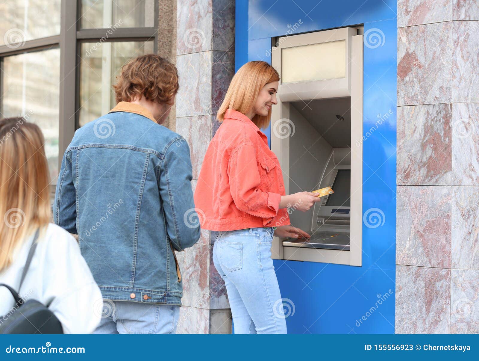 People Standing in Queue To Cash Machine Stock Image - Image of code ...