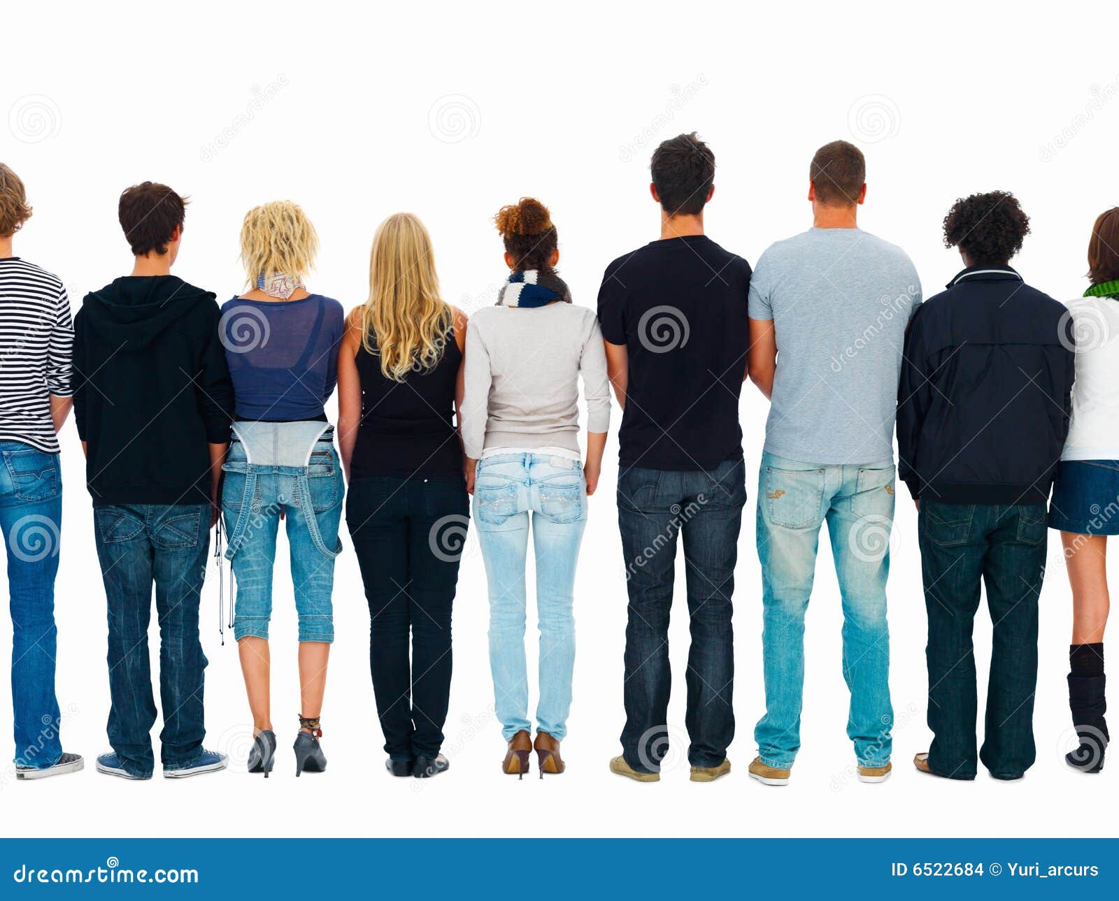 Stock Photo: People standing in a row, with white background. Image: Stock Photo: People standing in a row, with white background. Image: