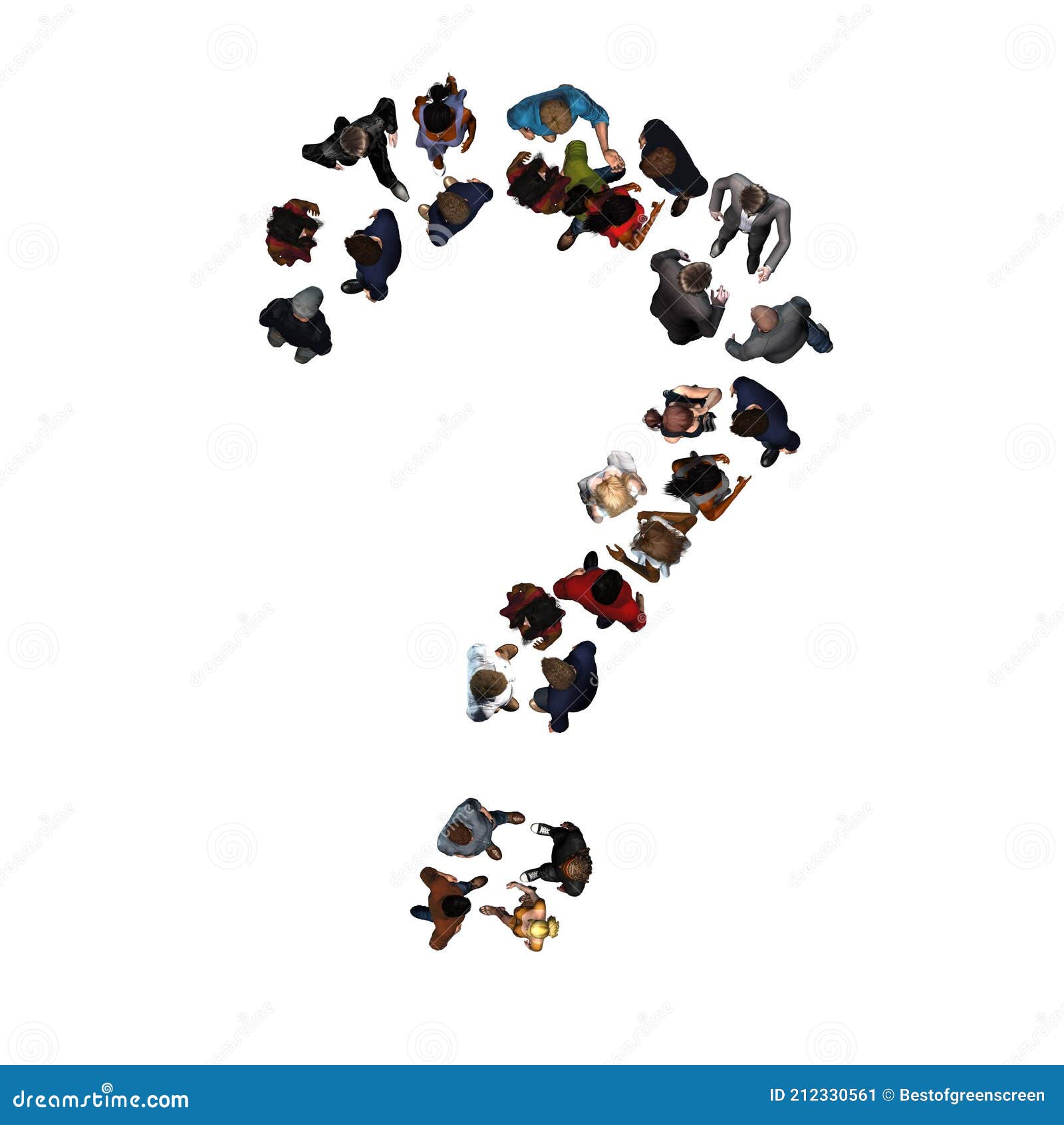 People Standing in the Shape of Question Mark - Top View Isolated on ...
