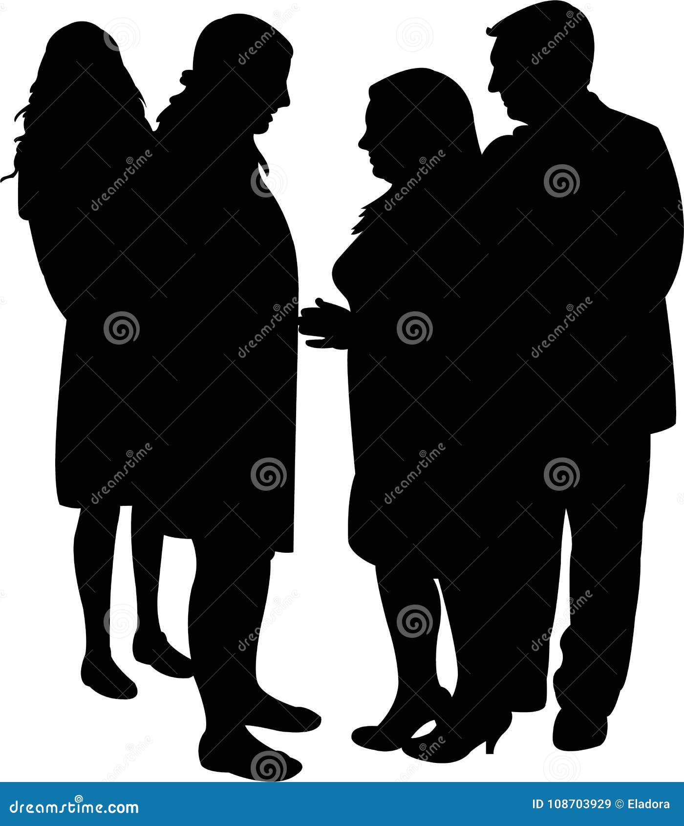 People Standing Together, Silhouette Vector Stock Vector - Illustration ...