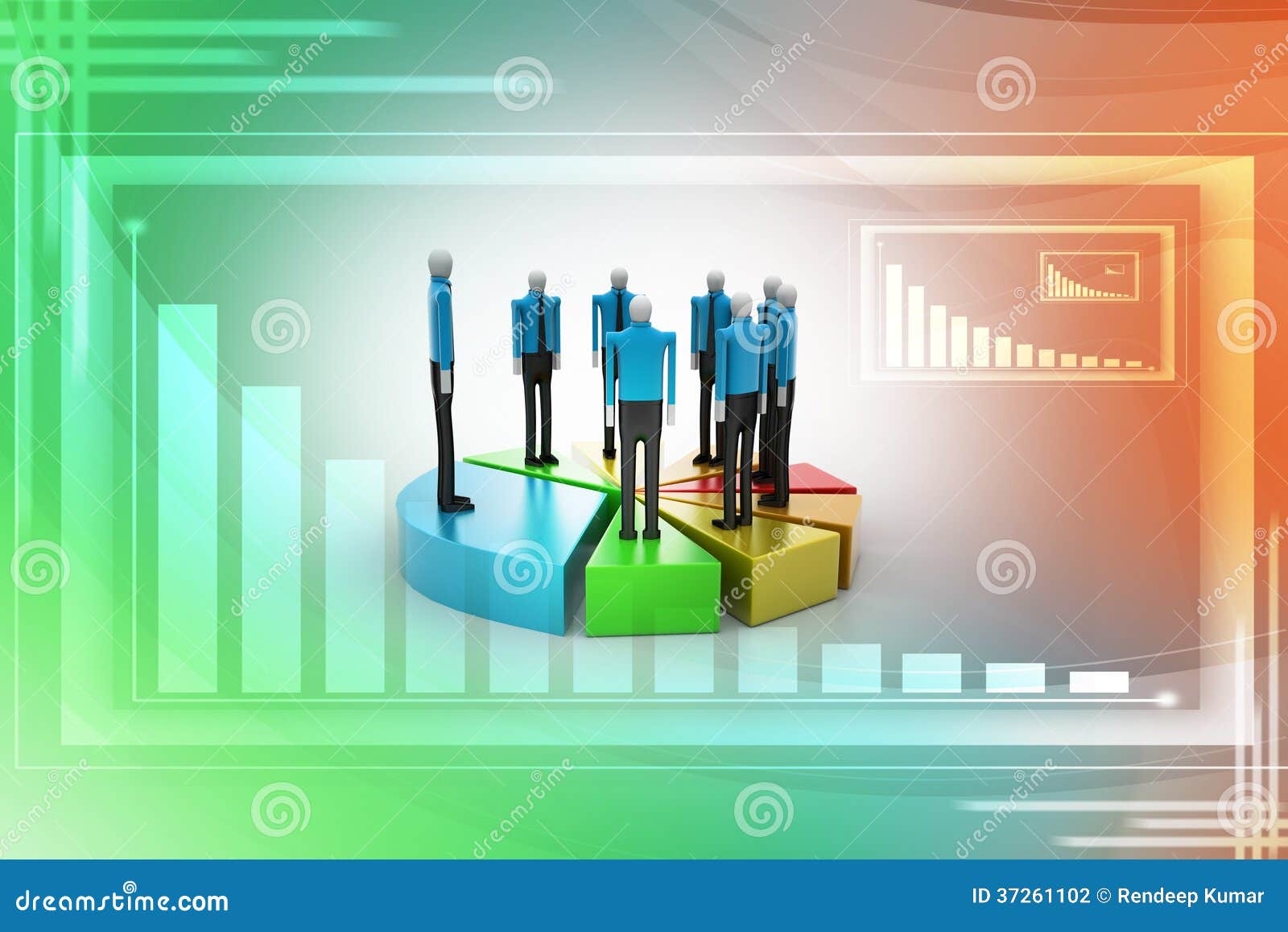 People Standing the Top of Pie Chart. Stock Illustration - Illustration ...