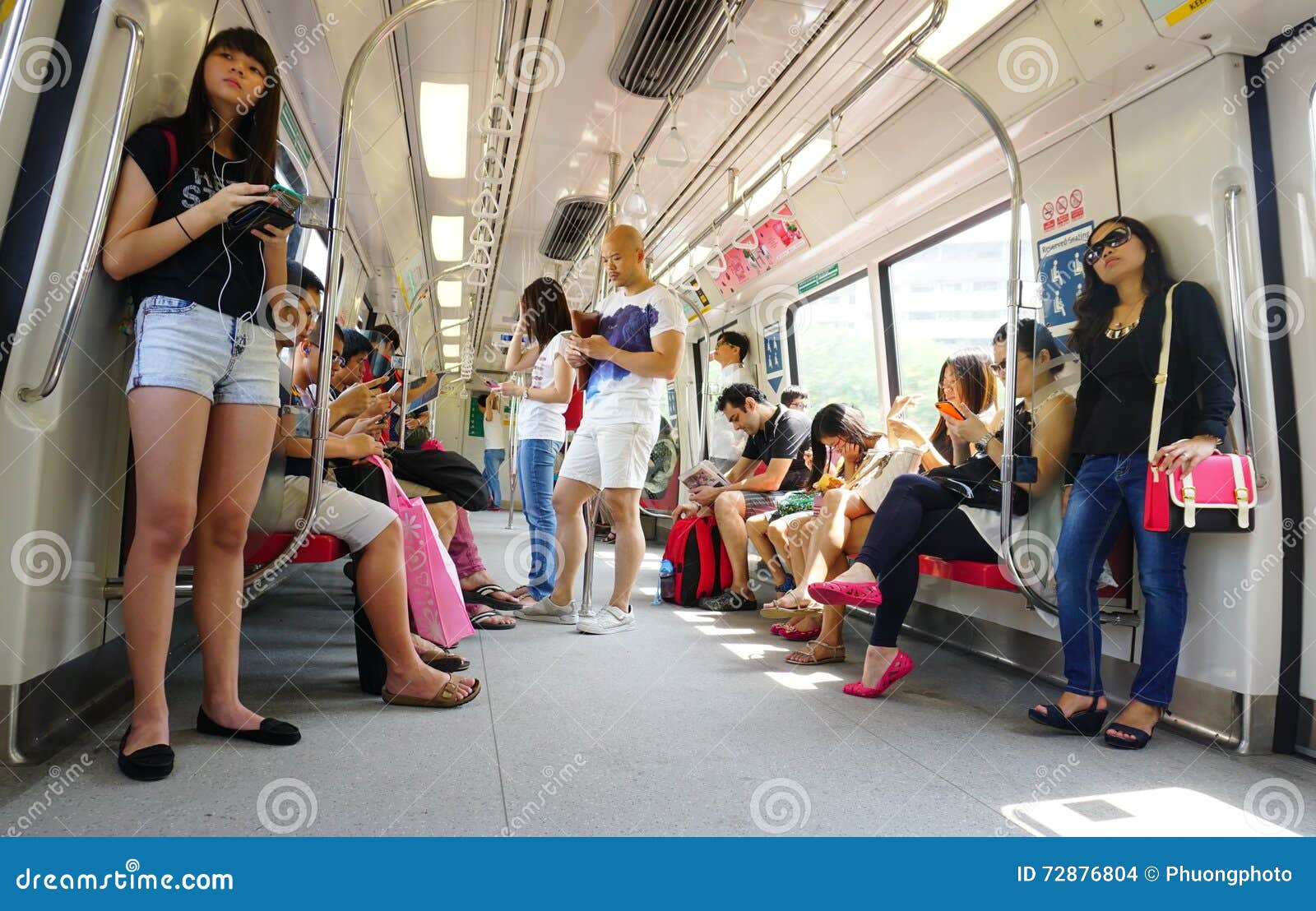 People Standing in the Train in Singapore Editorial Stock Image - Image ...