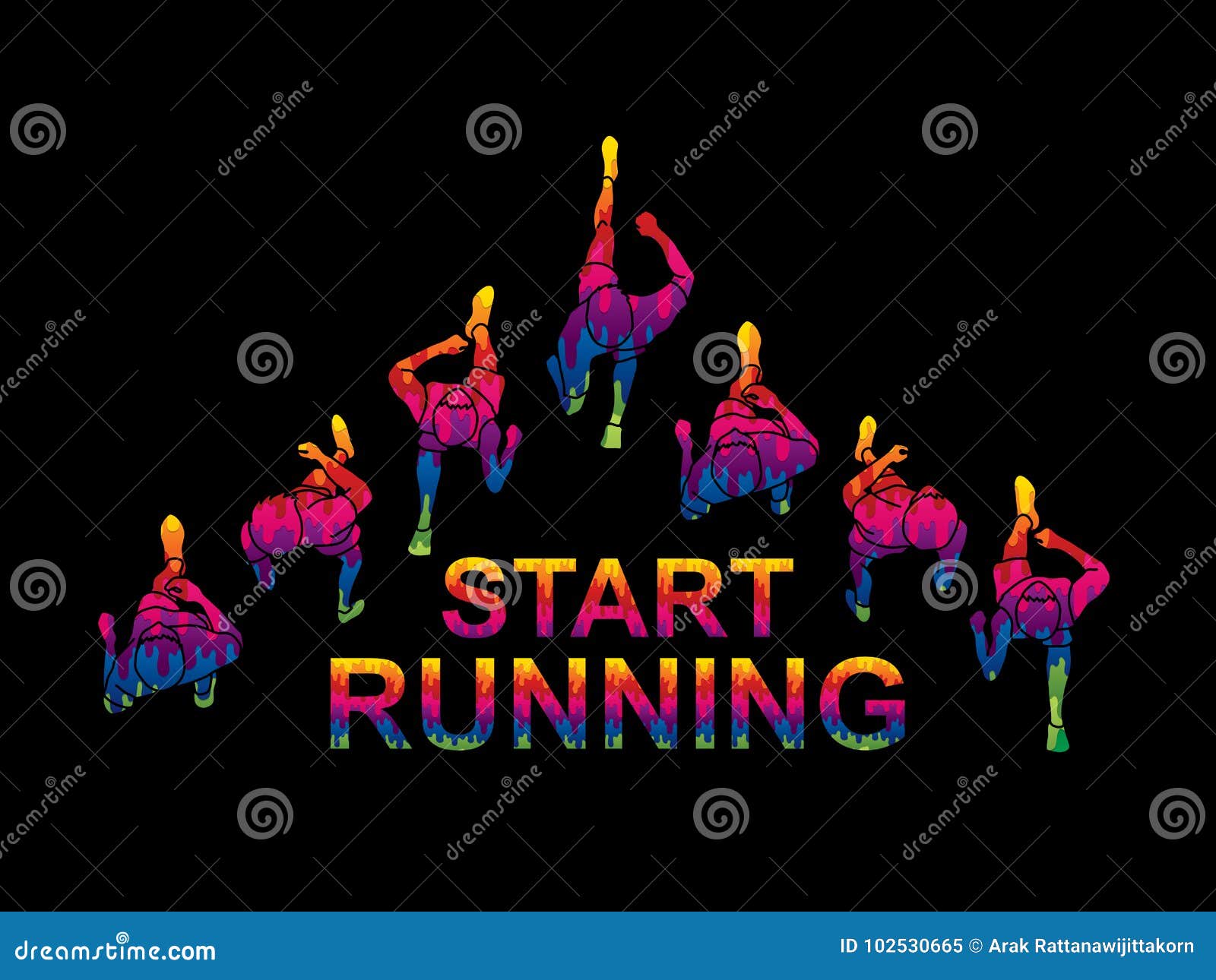 People Start Running Top View Graphic Vector Stock Vector ...