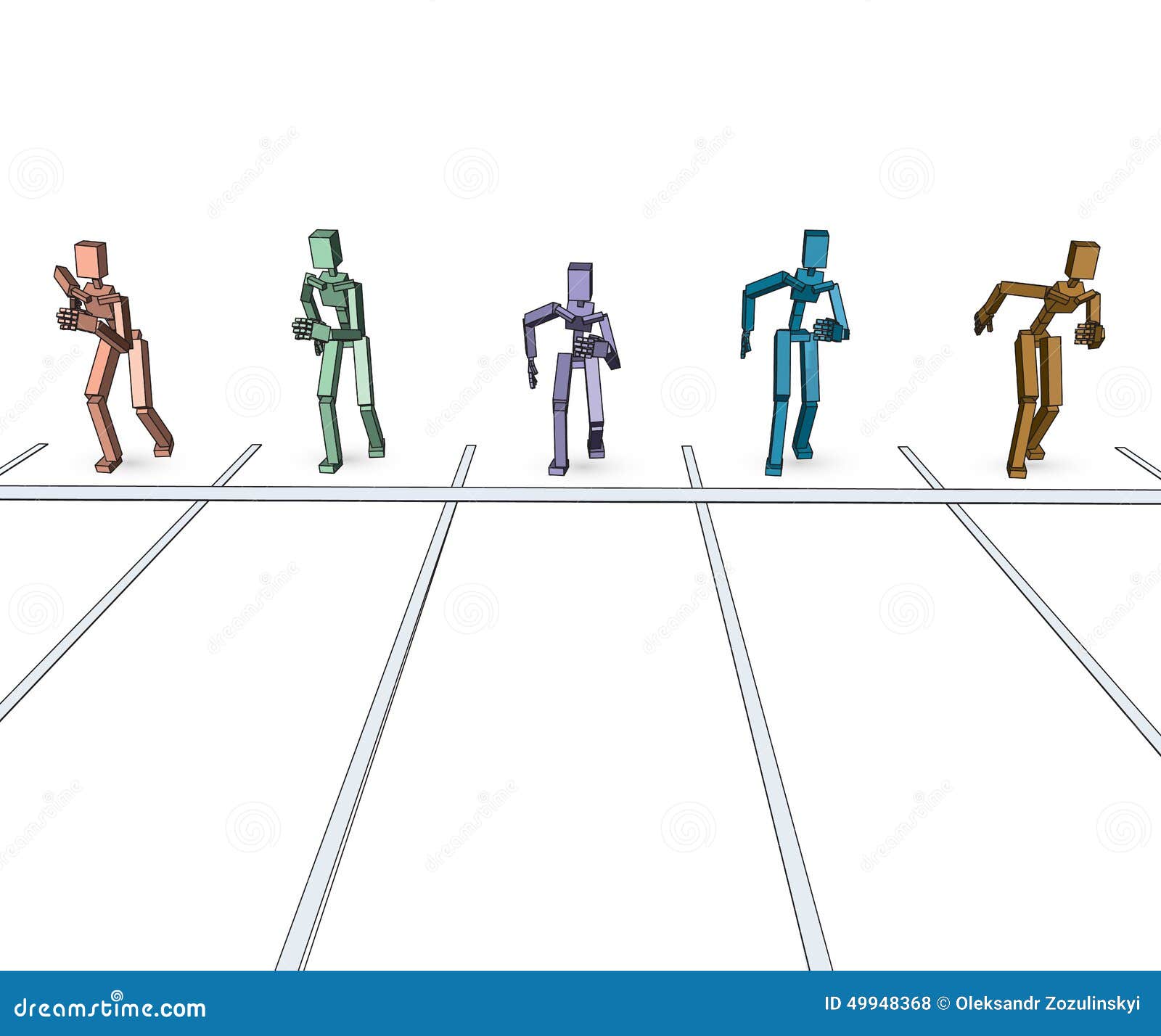 People at the Starting Line. Raster 2 Stock Illustration - Illustration ...