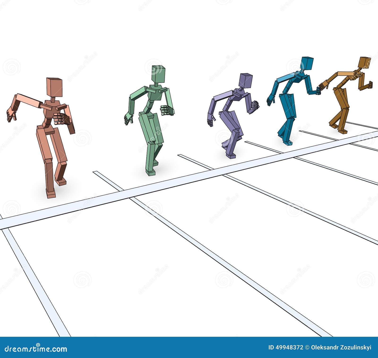 People at the Starting Line. Raster 3 Stock Illustration - Illustration ...