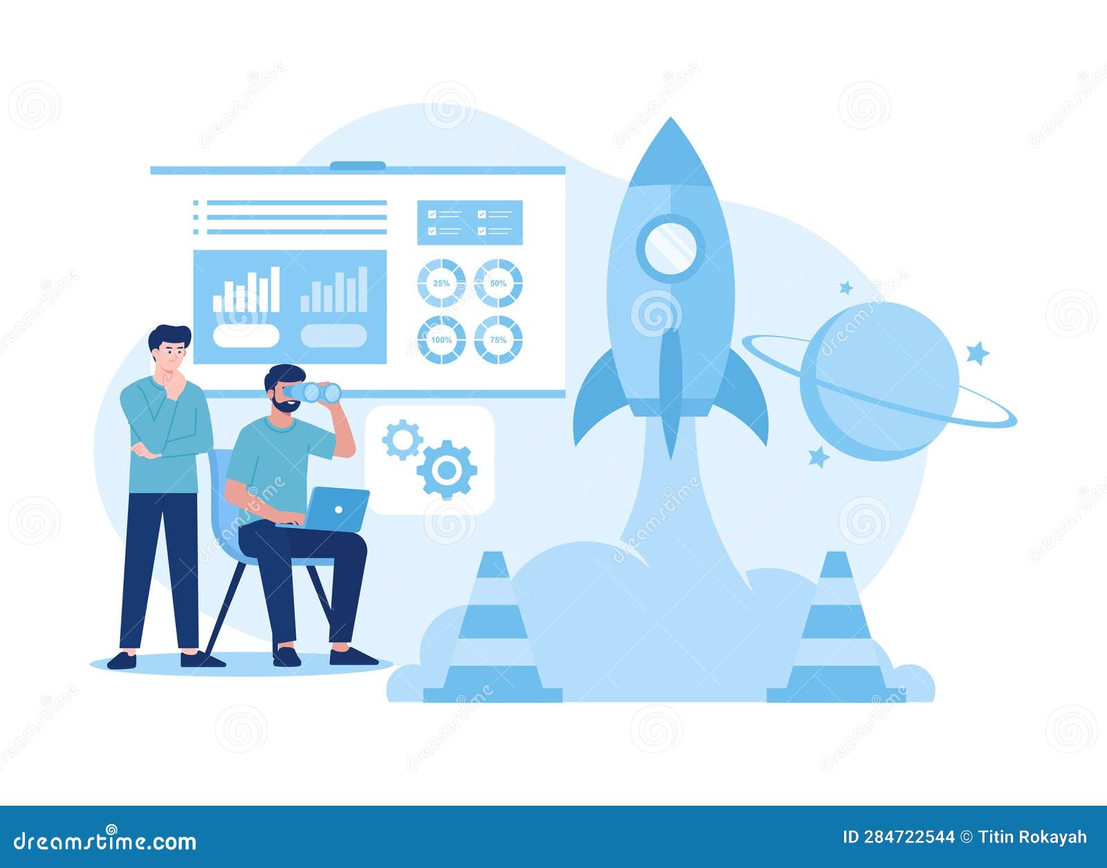 People Starting New Project Development, Trending Flat Illustration ...