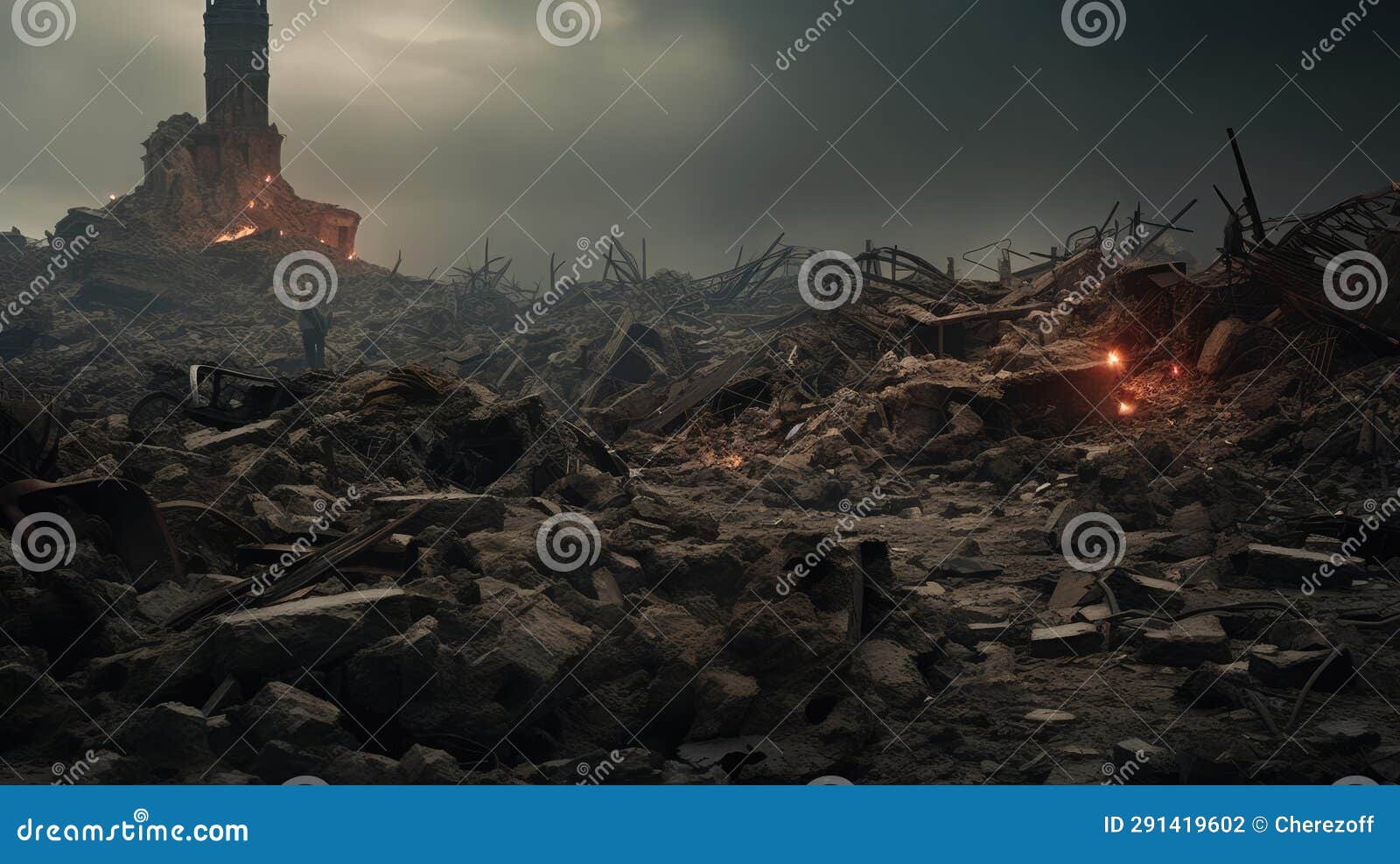 People on the Street of a City Destroyed by the Elements Stock Photo ...