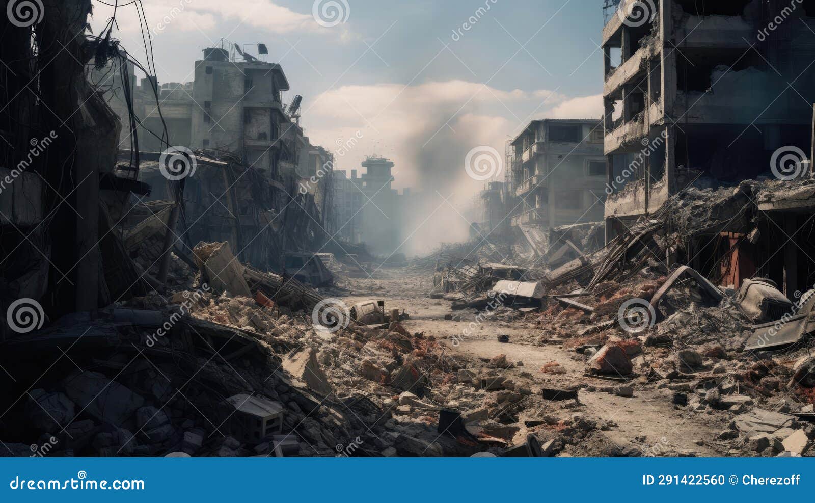 People on the Street of a City Destroyed by the Elements Stock Photo ...