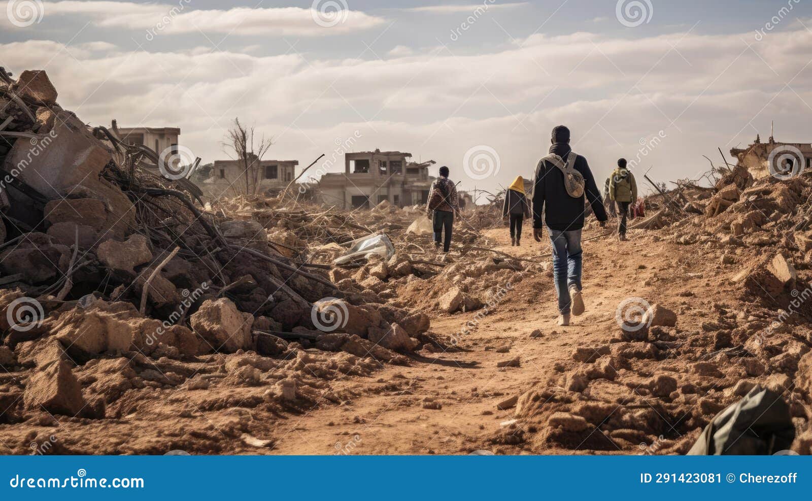 People on the Street of a City Destroyed by the Elements Stock Image ...