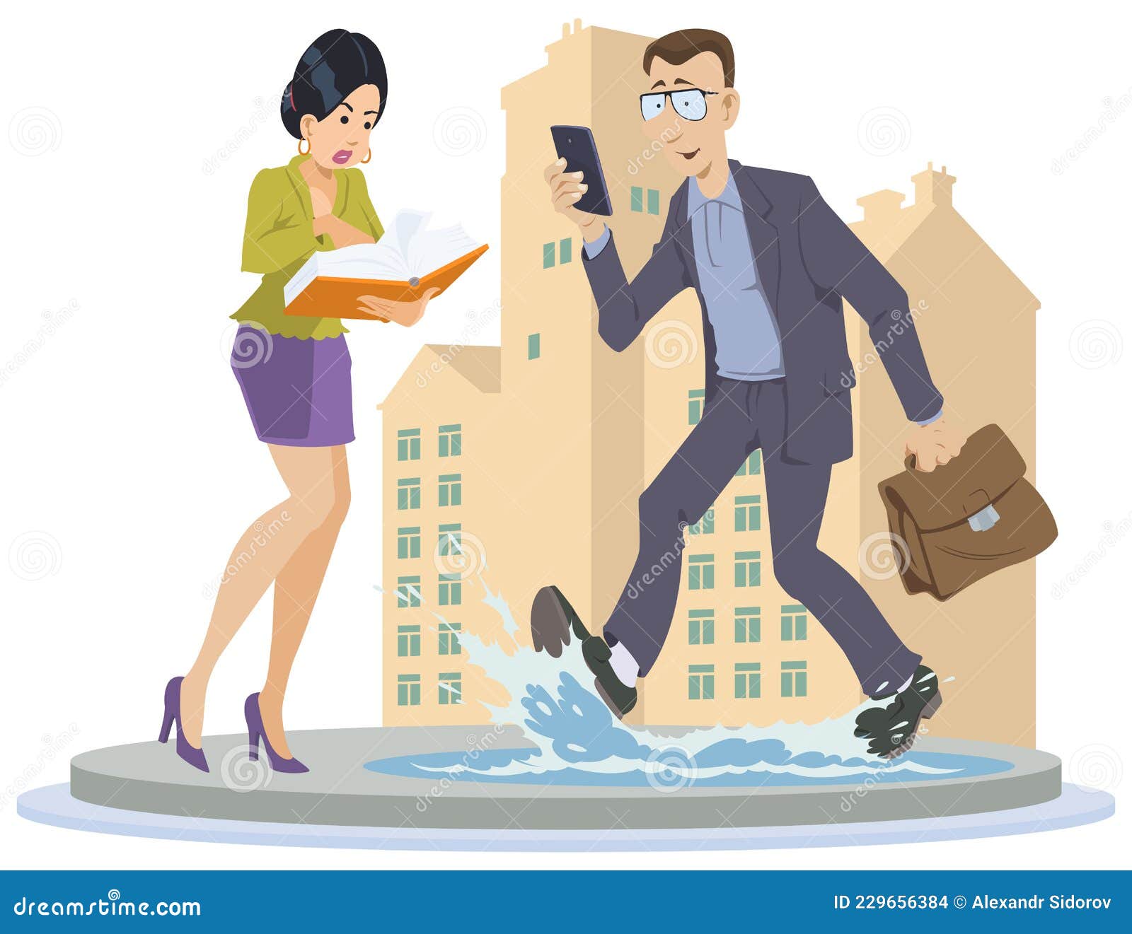 People on Street Do Not See Each Other. Illustration for Internet and ...