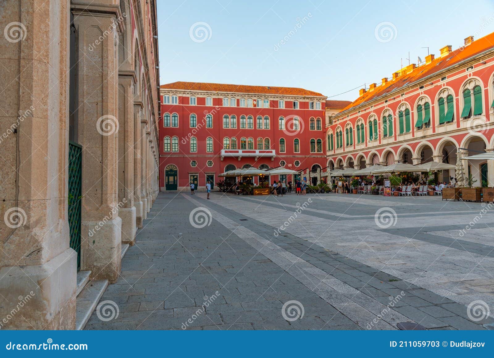 People Strolling at the Republic Square in Split, Croatia Stock Image ...