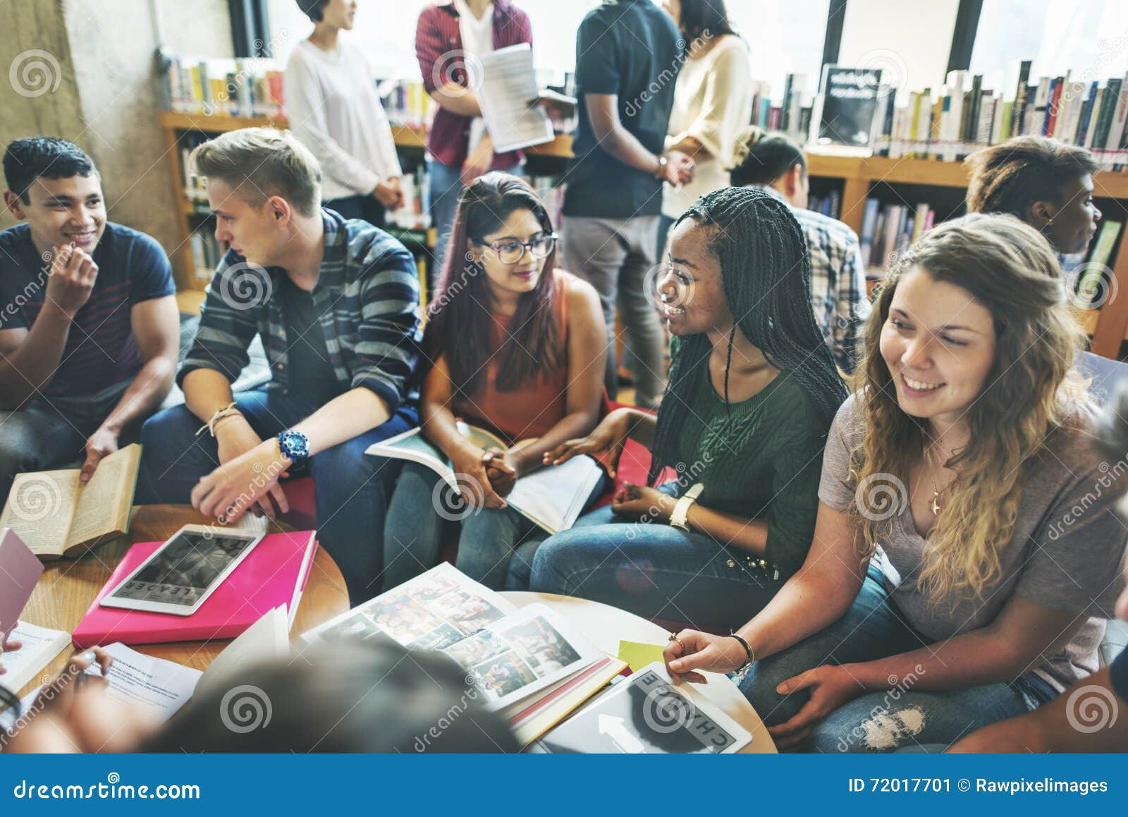 People Students Friendship Library Education School Concept Stock Image ...
