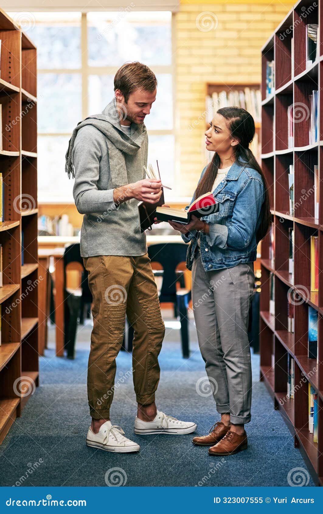 People, Students and Library Discussion or Bookshelf, Happy and Campus ...