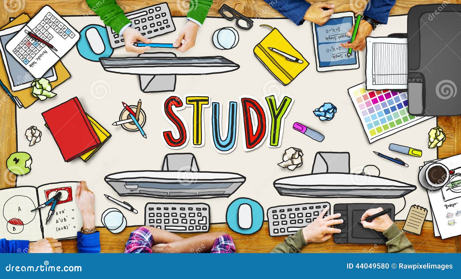 Study Concept Vector Set. Girl Sitting With Open Laptop On Her Knees ...