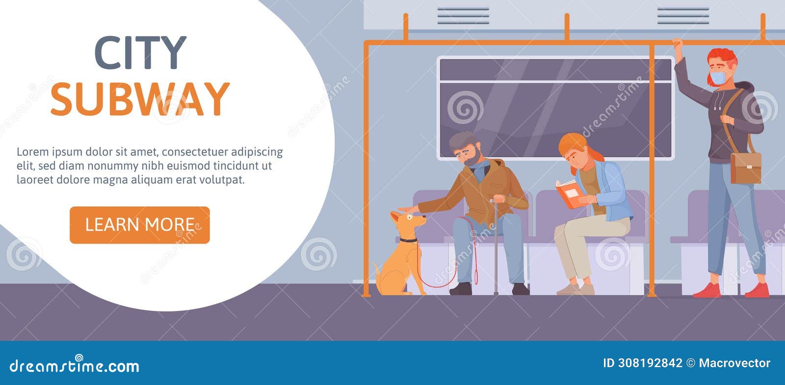 People on Subway Banner in Flat Design Stock Illustration ...