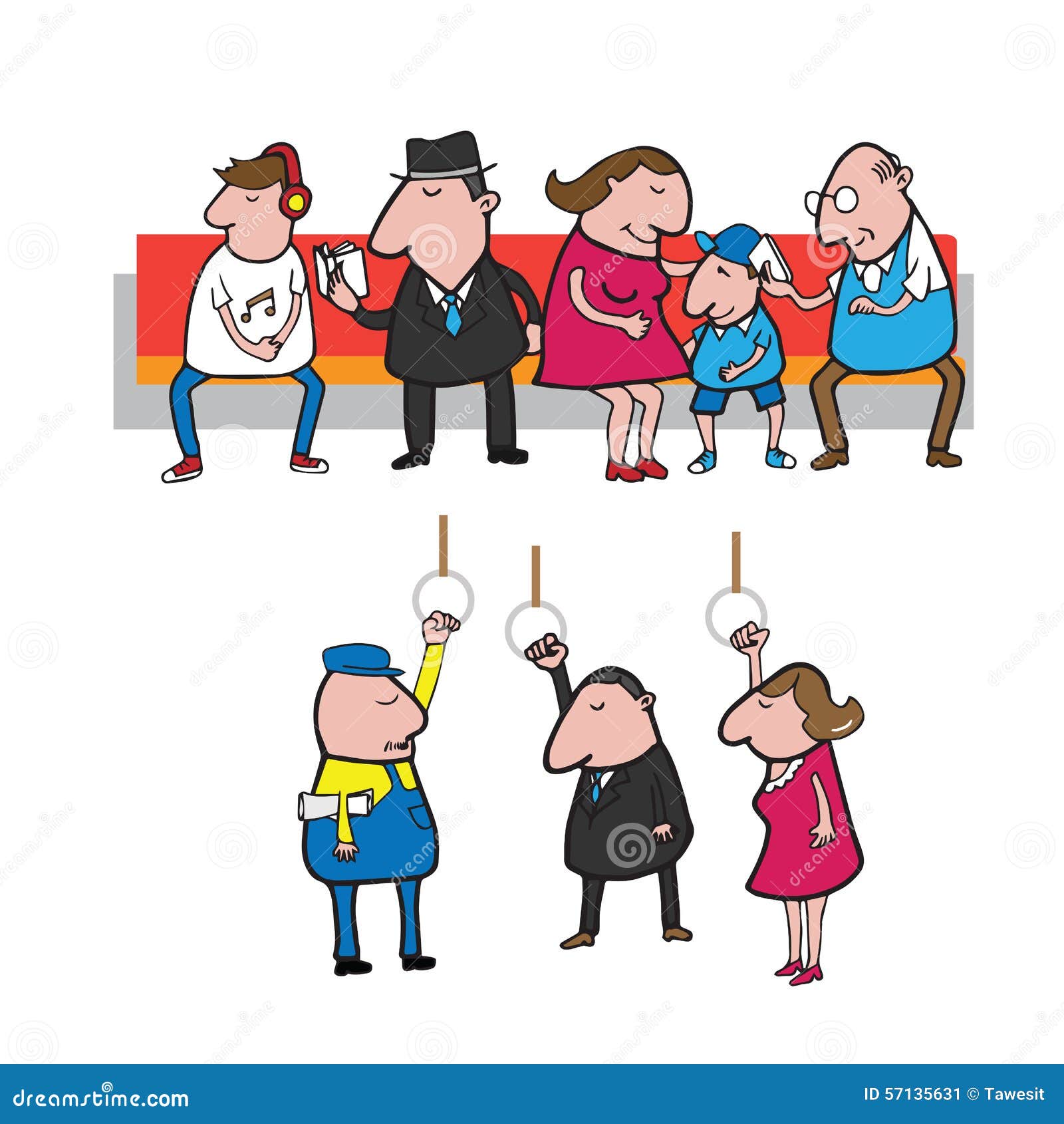 People in subway cartoon stock vector. Illustration of public - 57135631