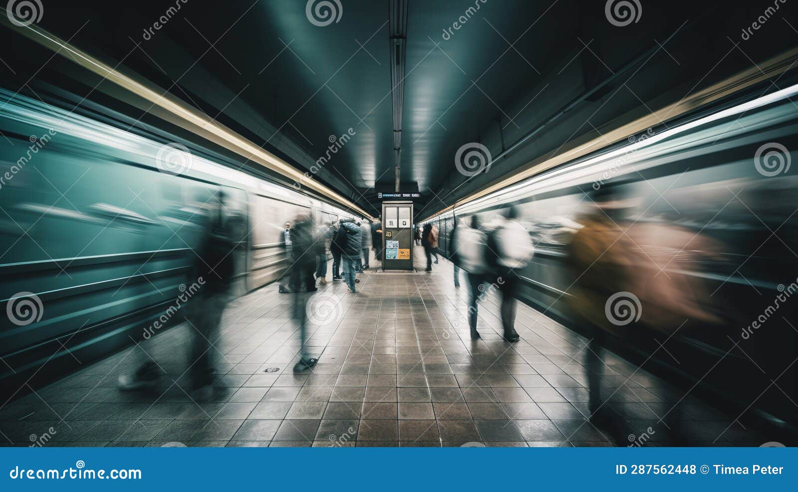 People in Subway. Motion Blur Urban Image Stock Illustration ...